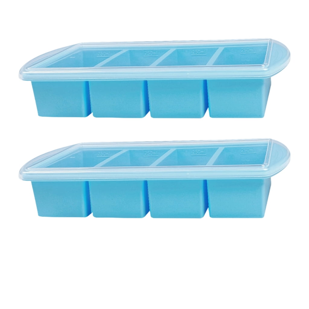 Silicones Ice Cubes Tray Steel Frame and Cover Meal Soup Storage ...
