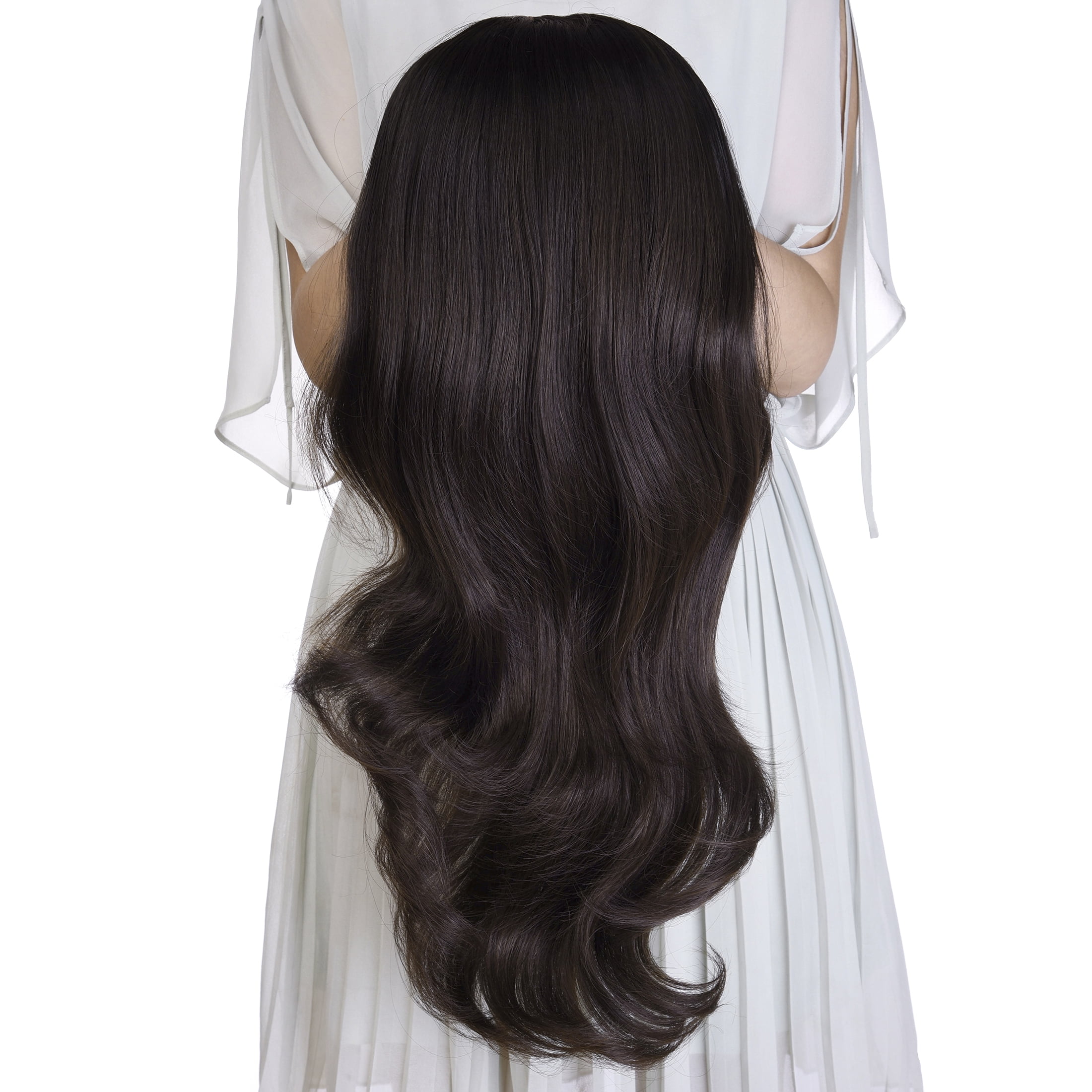 Silike 24" Long Wavy Clip in Half Head Tied Wig Premium Japanese ...