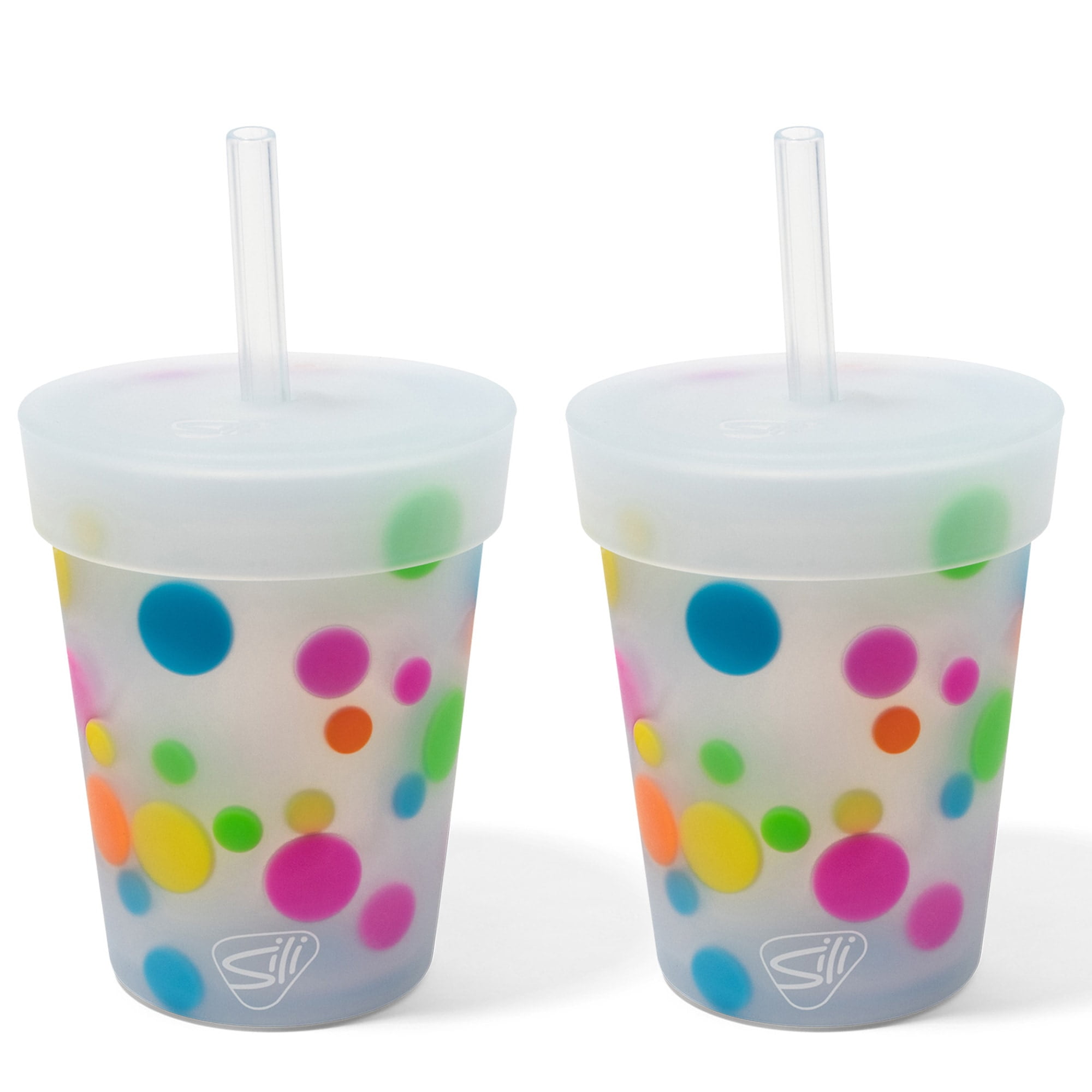 Silipint: Kids Straw Tumblers 8oz: 2 Pack - Polka Dots - Silicone ...