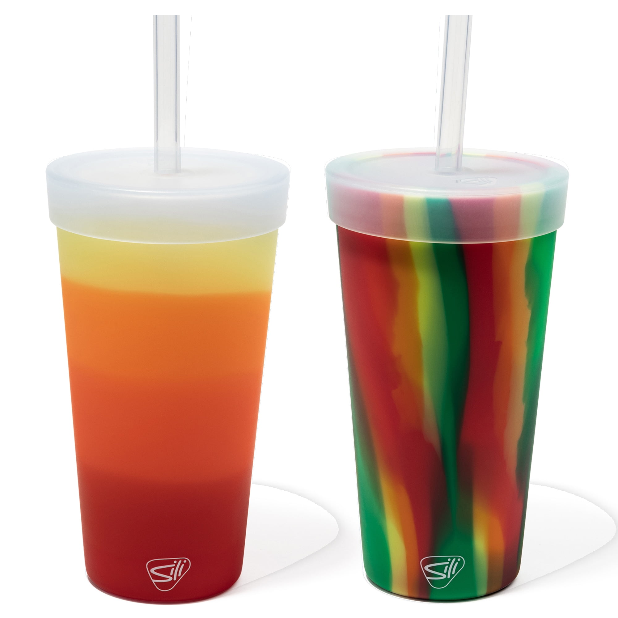 Silipint: Straw Tumber 22oz: 2 Pack - Marigold & Hibiscus - Silcone ...