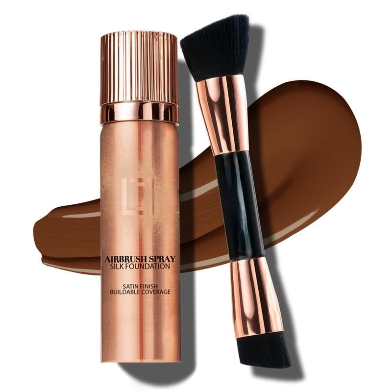 Silk Airbrush Spray Foundation & Makeup Brush 2-PC Kit - Buildable ...