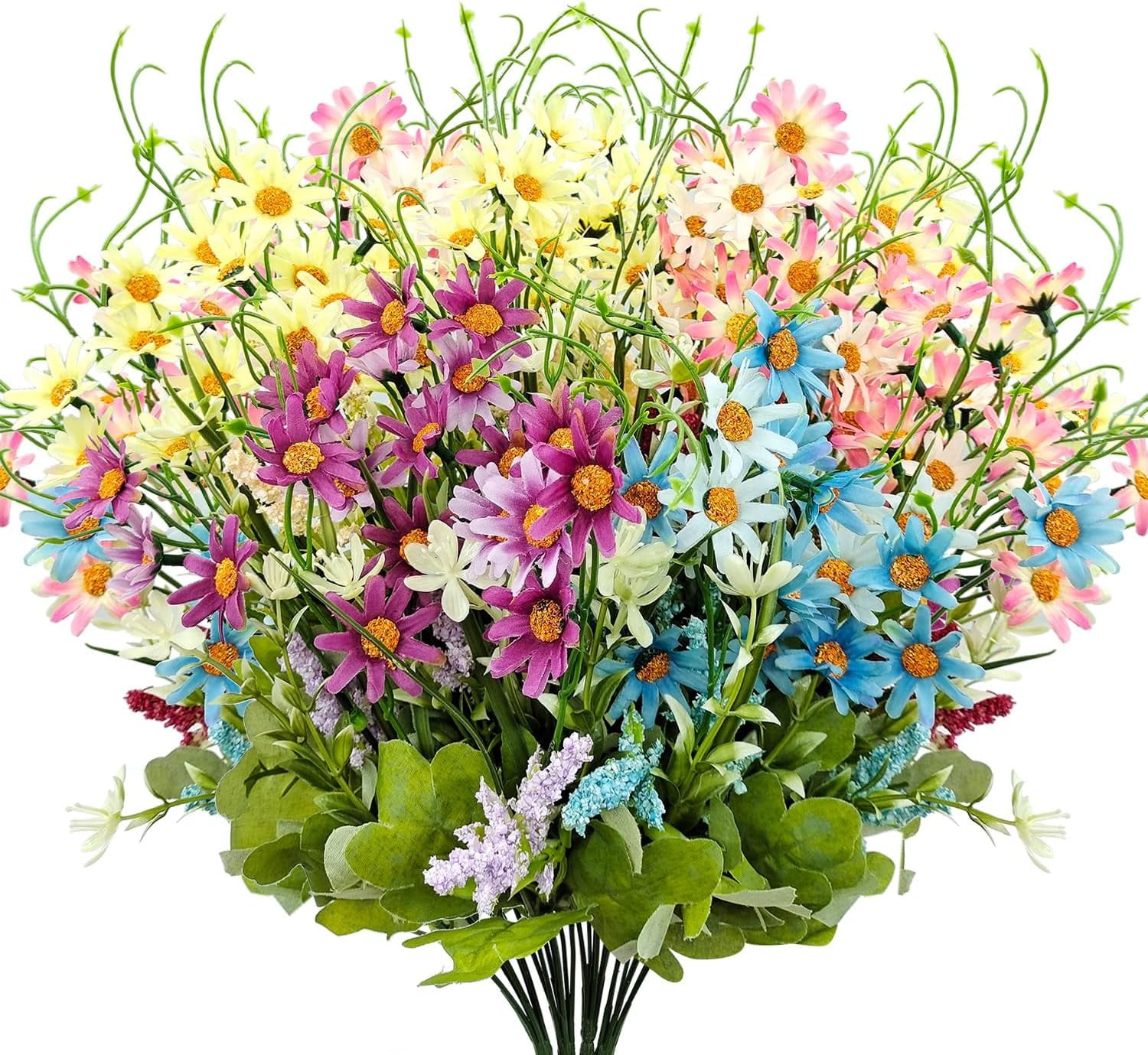 Silk Artificial Daisy Flowers Fake Floral Bulk UV Resistant Wildflowers ...