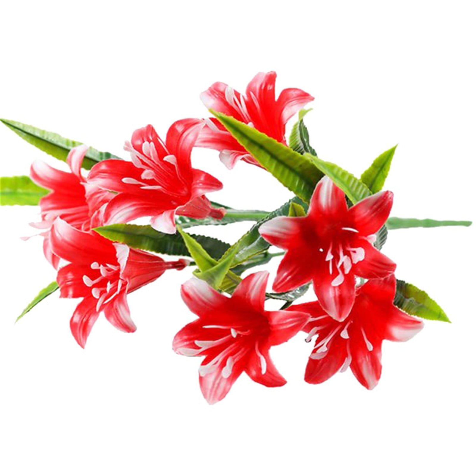 Silk Artificial Lilies Flowers Bouquet - 5 Stems Realistic White Faux ...