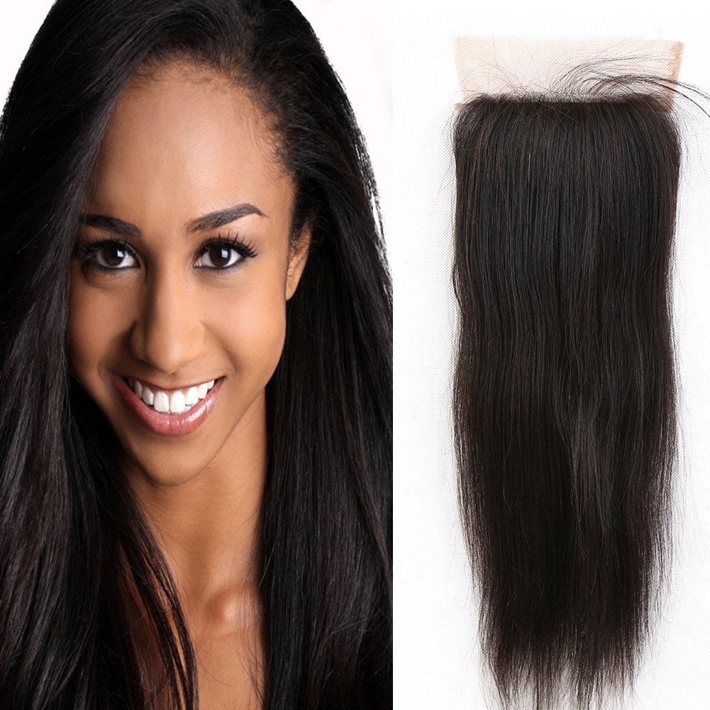 Silk Base Lace Closure Straight Hair Closure with Baby Hair Skin-like ...