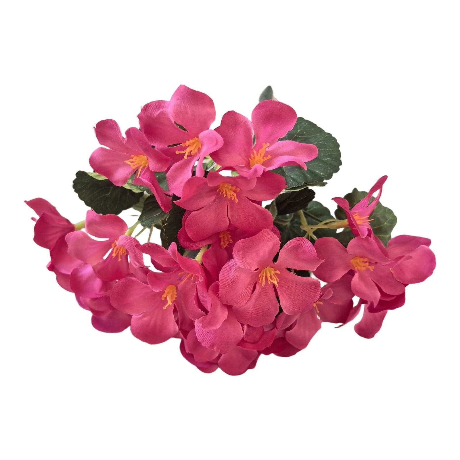 Silk Begonia Artificial Flower 14 Inch, Vibrant Rose-Red Faux Geranium ...