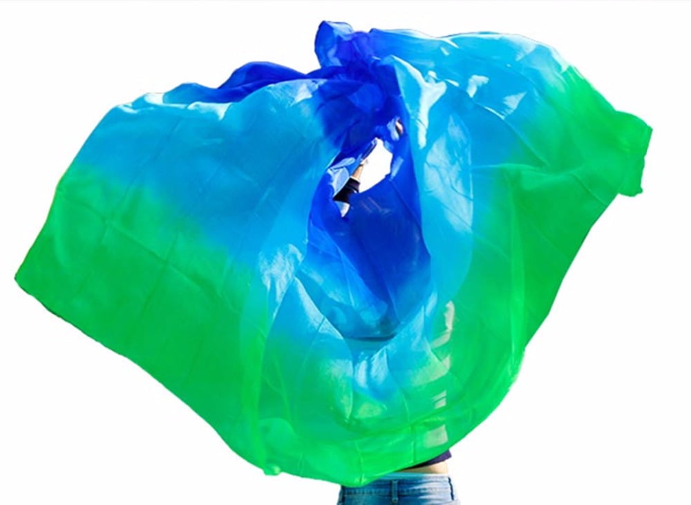 Silk Belly Dance Veil 3-color Gradient Veil Dance Performance Props ...