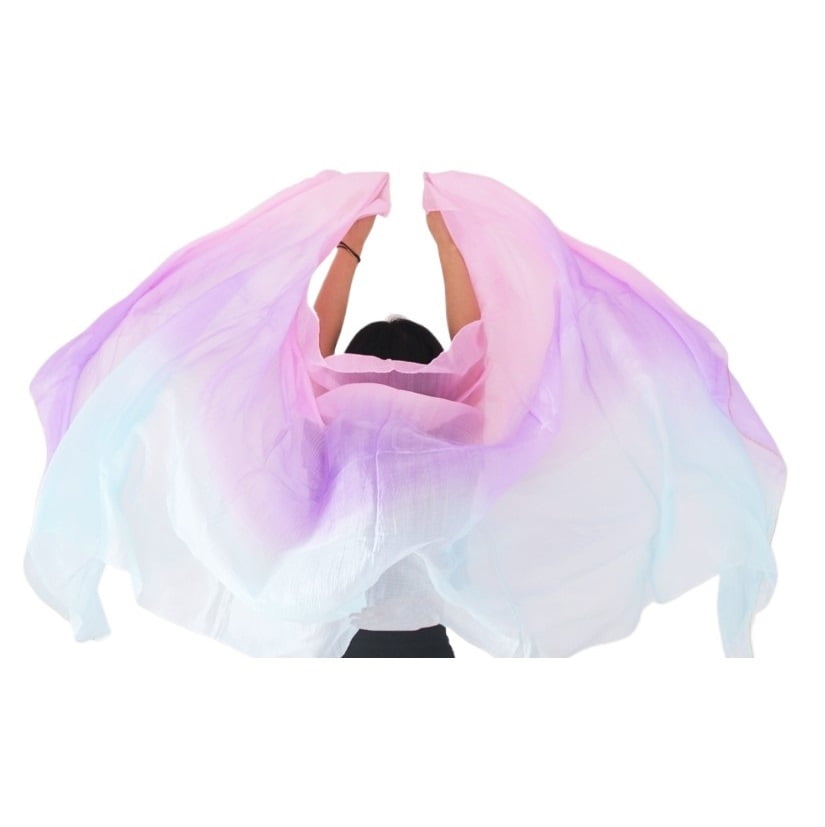 Silk Belly Dance Veil 3-color Gradient Veil Dance Performance Props ...