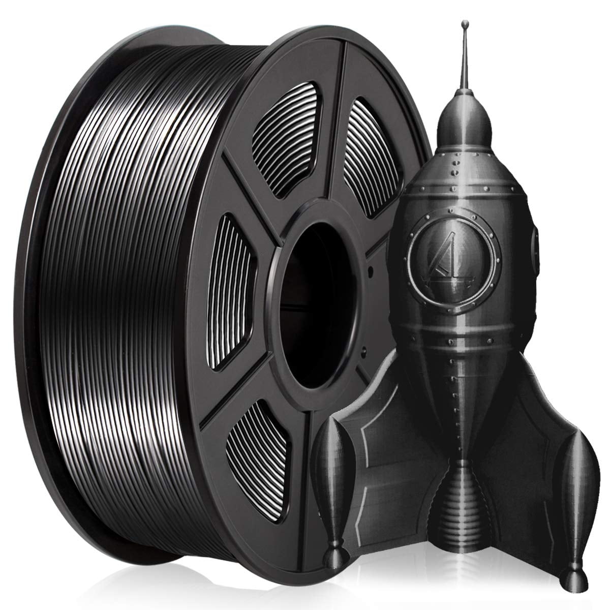 PLA Silk Black Filament 1.75mm 3D Printer Filament 2.2 LBS Spool 3D ...