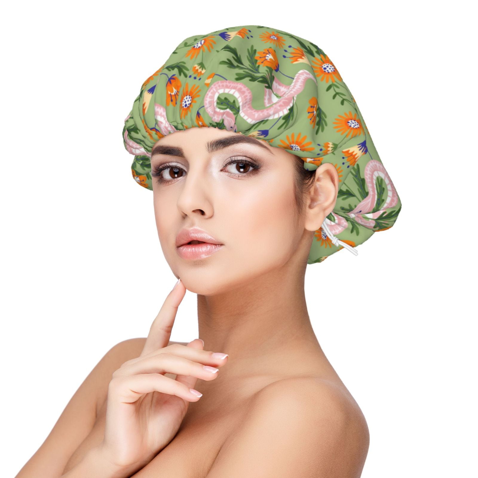 Silk Bonnet for Sleeping Women Men, Cartoon Pink Cute Snake Flower ...