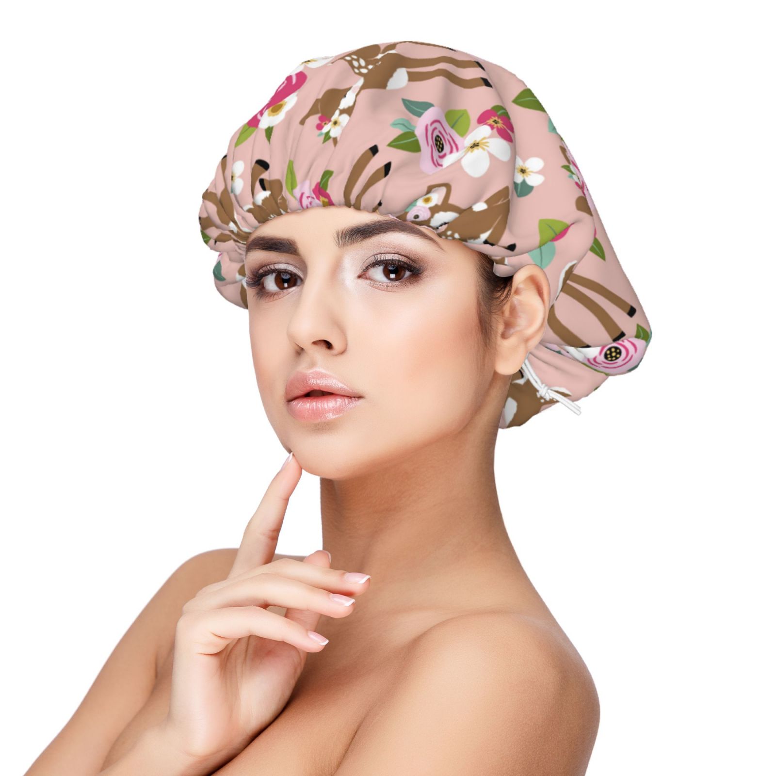 Silk Bonnet for Sleeping Women Men, Cartoon cute deer flower pink ...