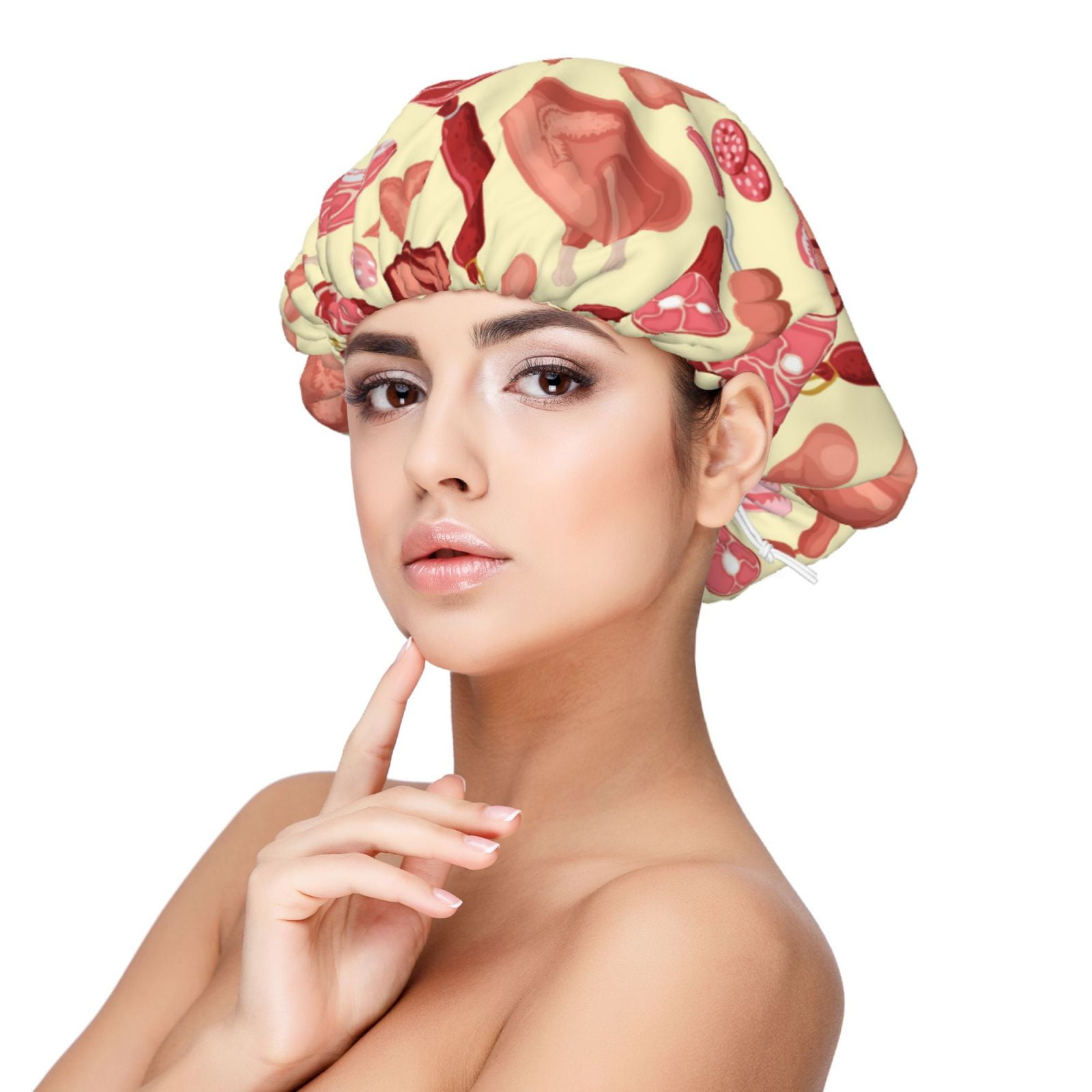 Silk Bonnet for Sleeping Women Men, Chicken Wings Turkey Salami Print ...