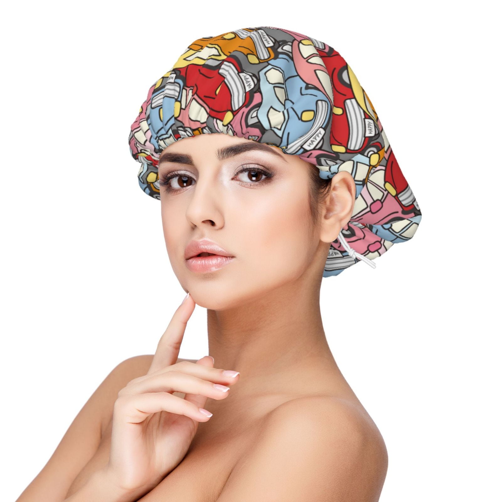 Silk Bonnet for Sleeping Women Men, Cute Cars Kawaii Adjustable Elastic ...