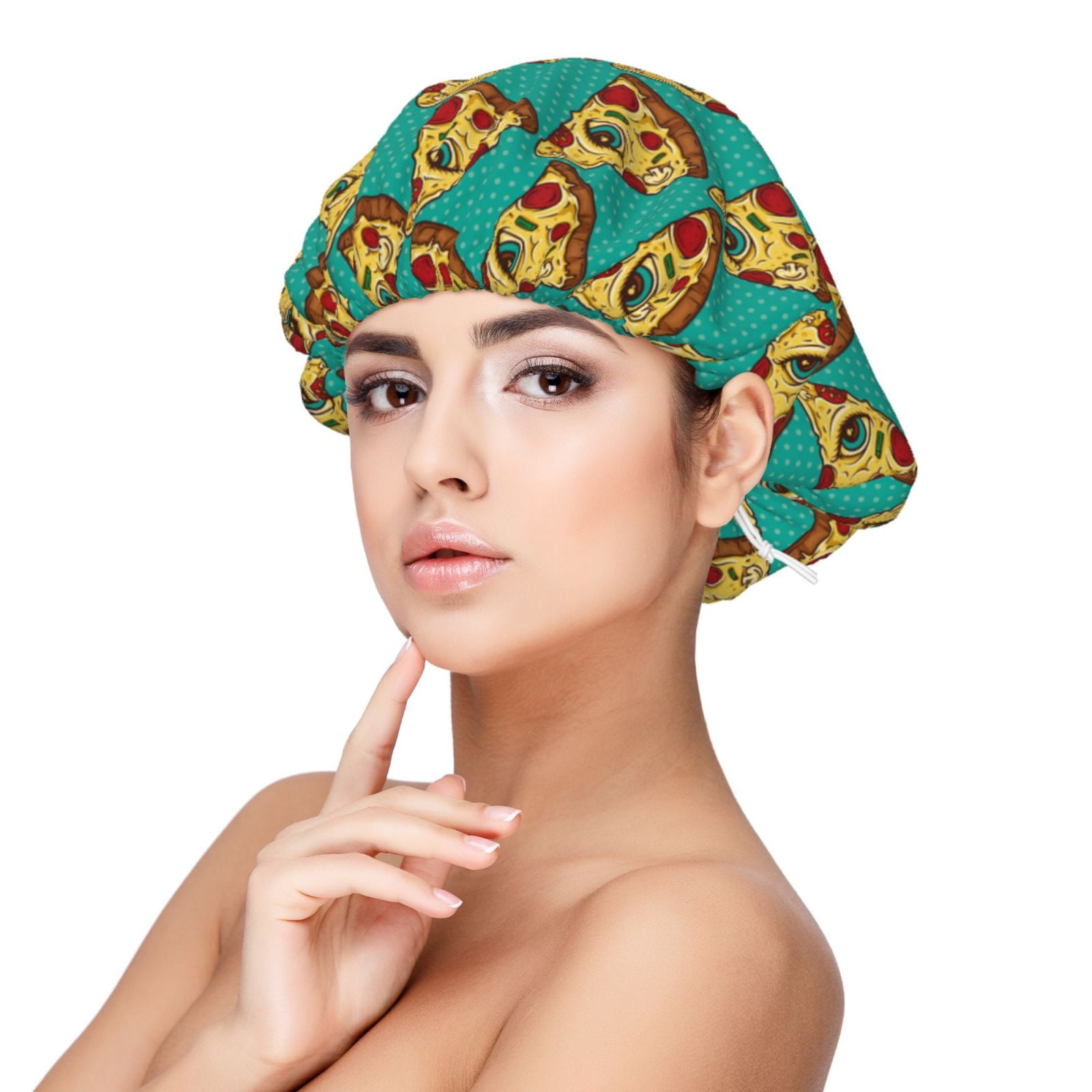 Silk Bonnet for Sleeping Women Men, Cute Mushroom Pizza Eye Kawaii ...