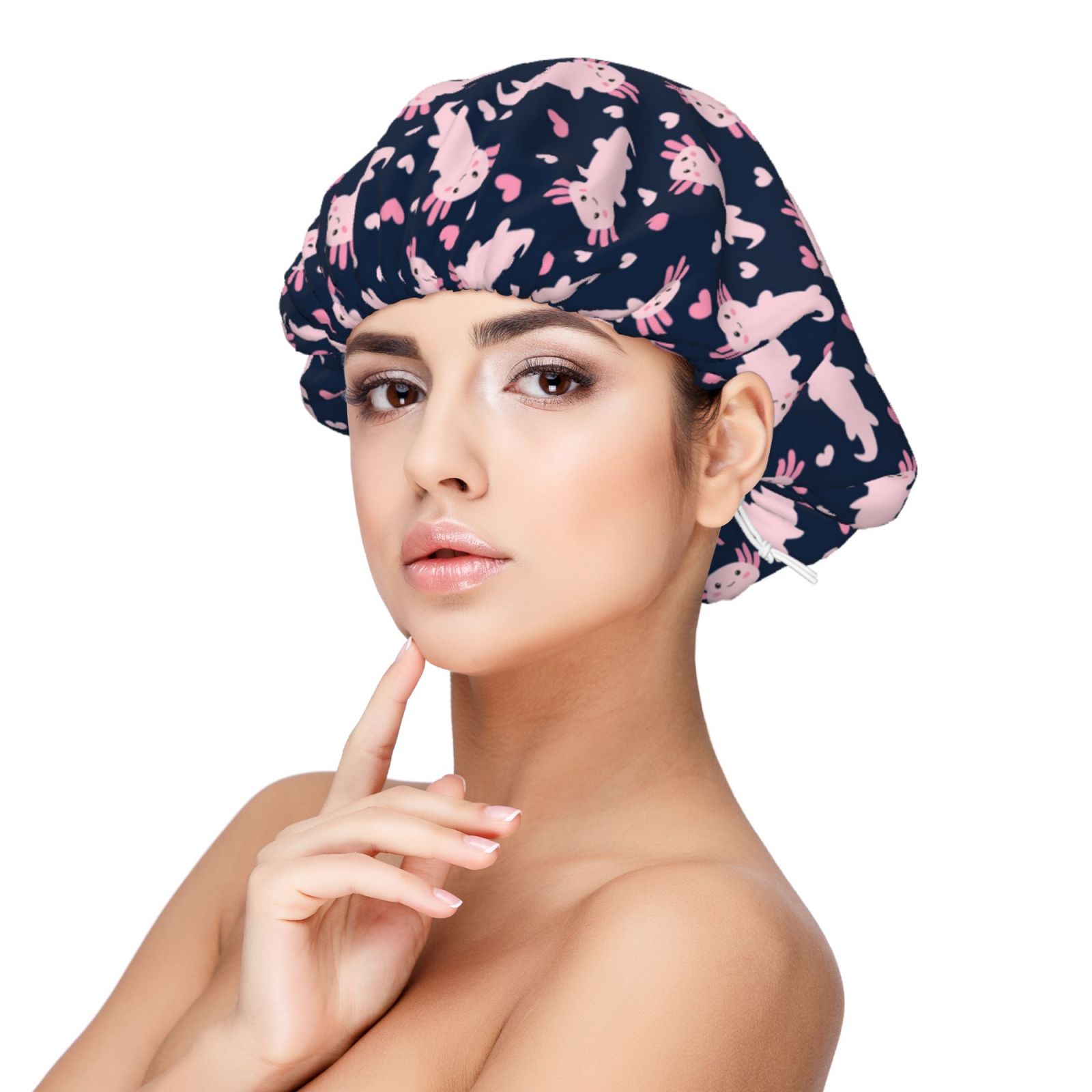 Silk Bonnet for Sleeping Women Men, Cute cartoon pink axolotl heart ...