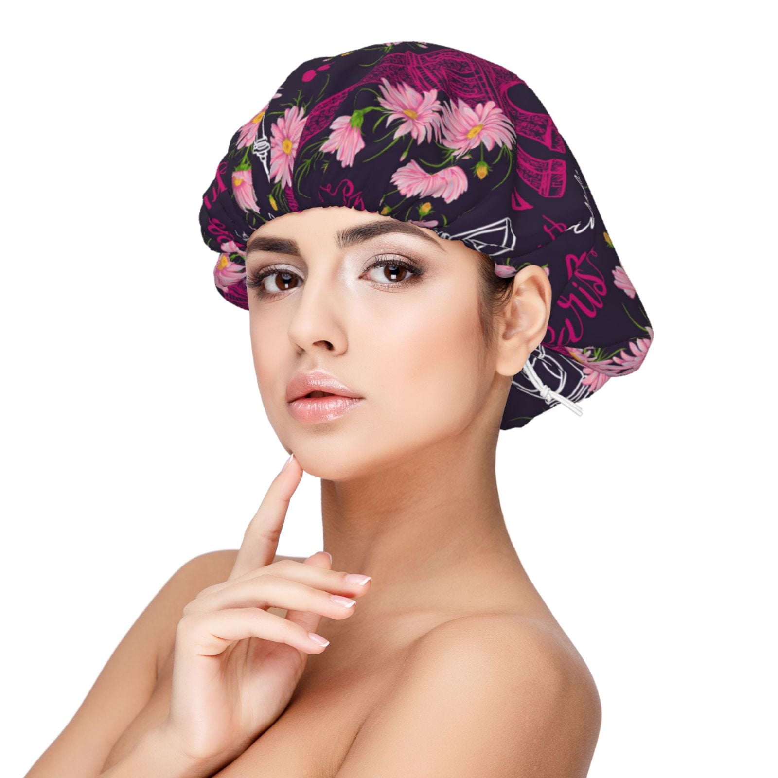 Silk Bonnet for Sleeping Women Men, Eiffel Tower flower pink Kawaii ...