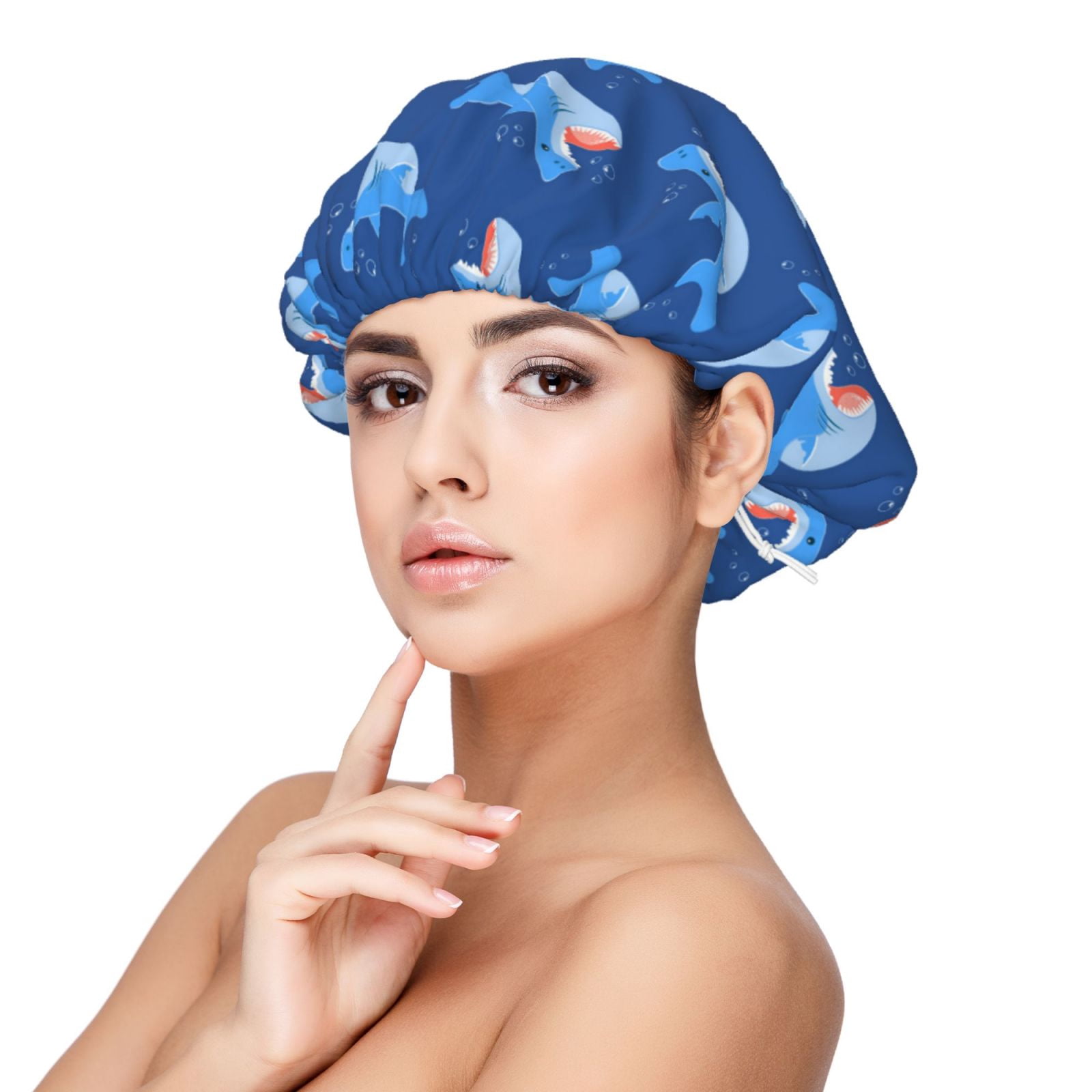 Silk Bonnet for Sleeping Women Men, Funny Cartoon Cute Shark Blue_A ...