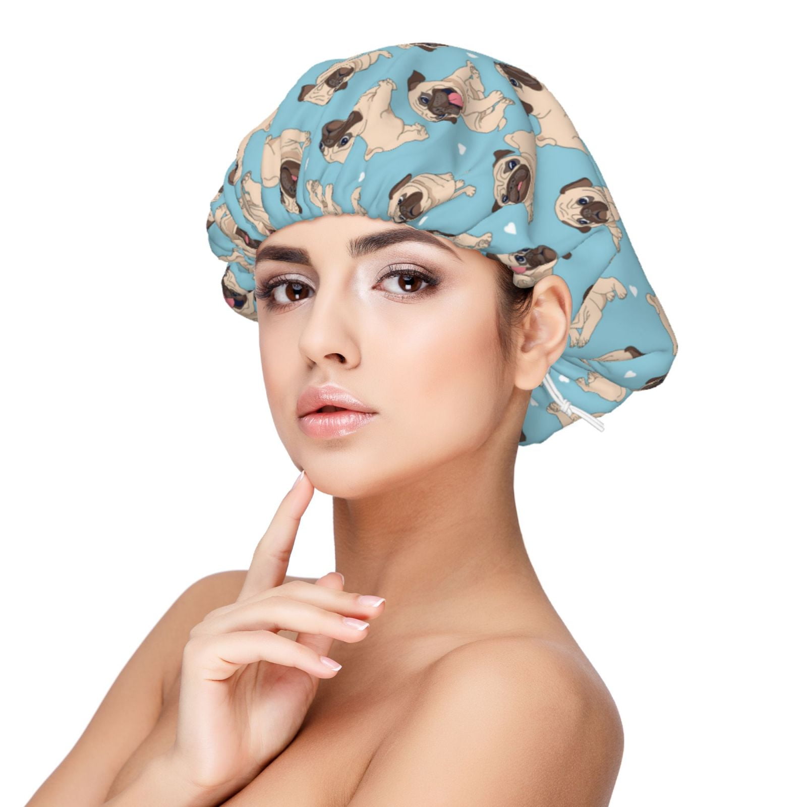 Silk Bonnet for Sleeping Women Men, Funny Cartoon Pugs Kawaii ...