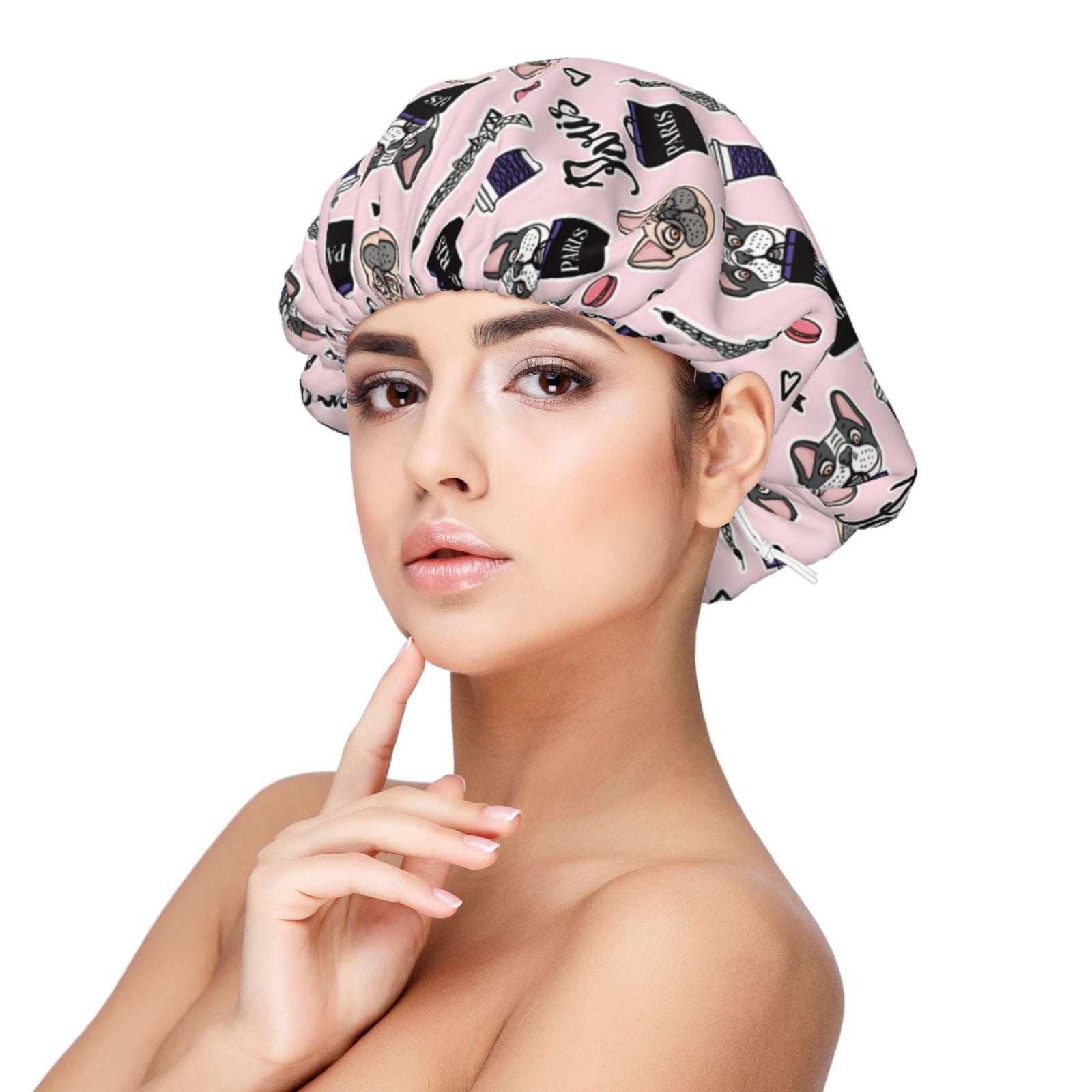 Silk Bonnet for Sleeping Women Men, Funny French Bulldog Eiffel Tower ...