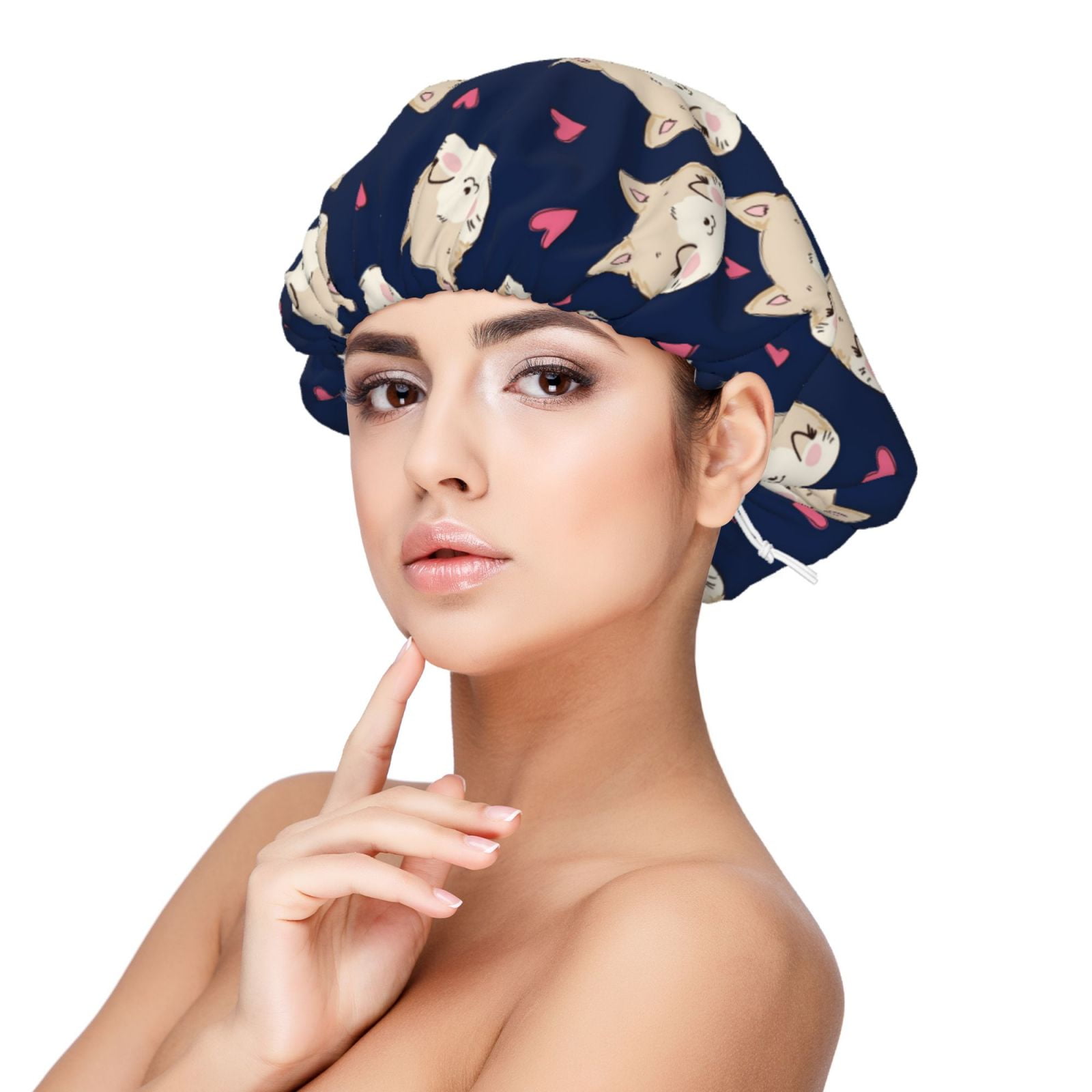 Silk Bonnet for Sleeping Women Men, Glamorous Cartoon Cat Heart Kawaii ...