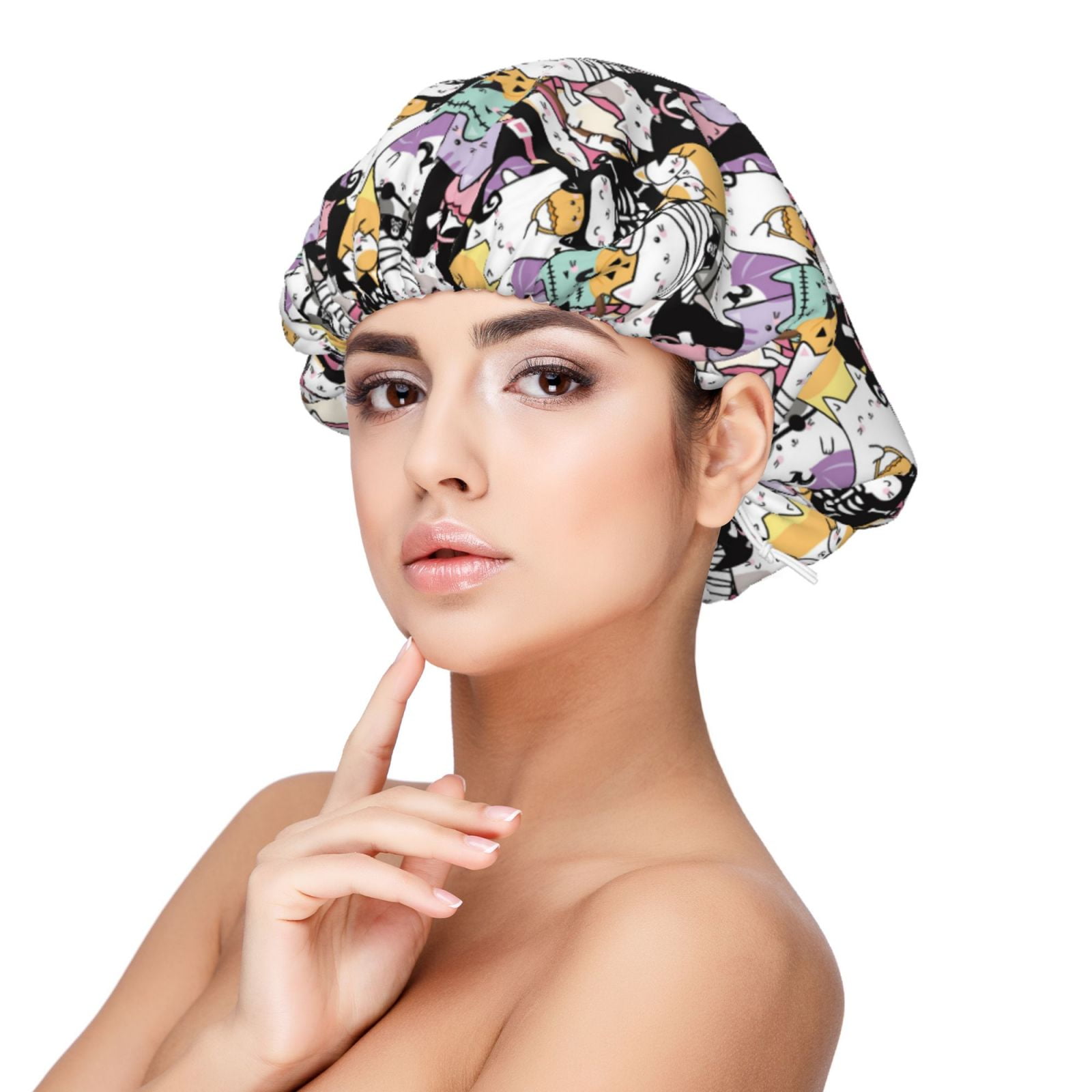 Silk Bonnet for Sleeping Women Men, Halloween Decoration Cartoon Cat ...