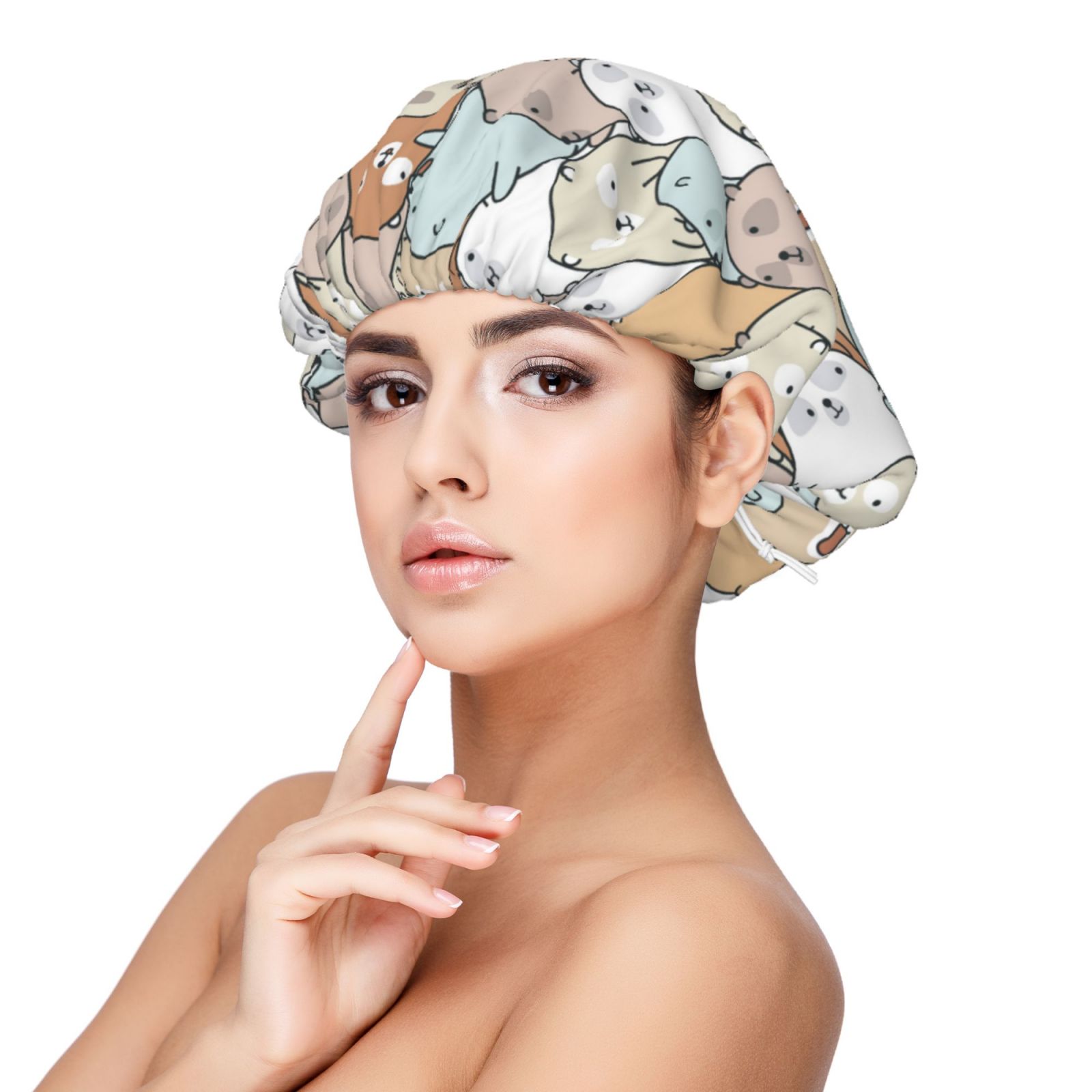 Silk Bonnet for Sleeping Women Men, Lovely bear Kawaii Adjustable ...