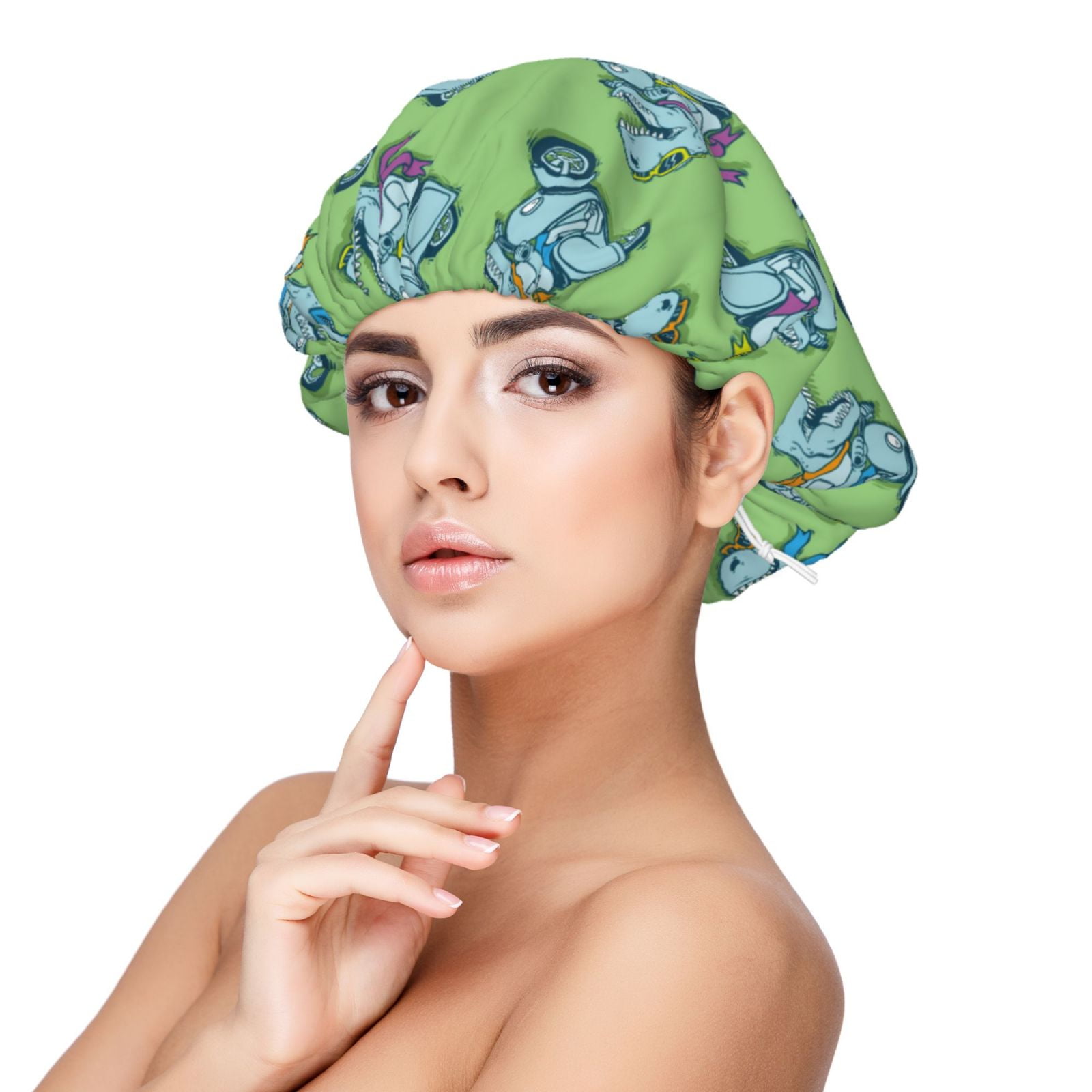 Silk Bonnet for Sleeping Women Men, Motorcycle Riding Dinosaur Kawaii ...