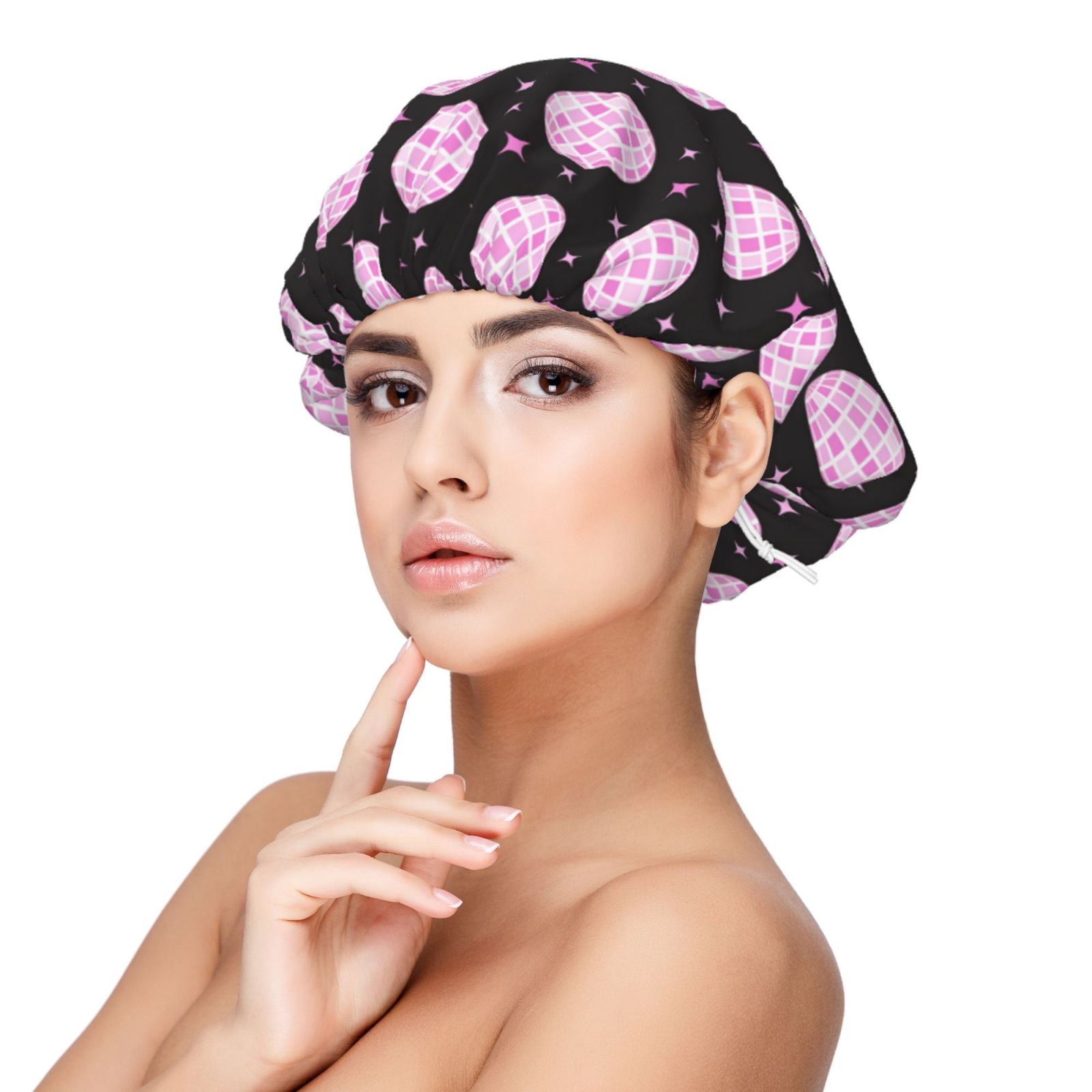 Silk Bonnet for Sleeping Women Men, Pink Groovy Disco Ball Kawaii ...
