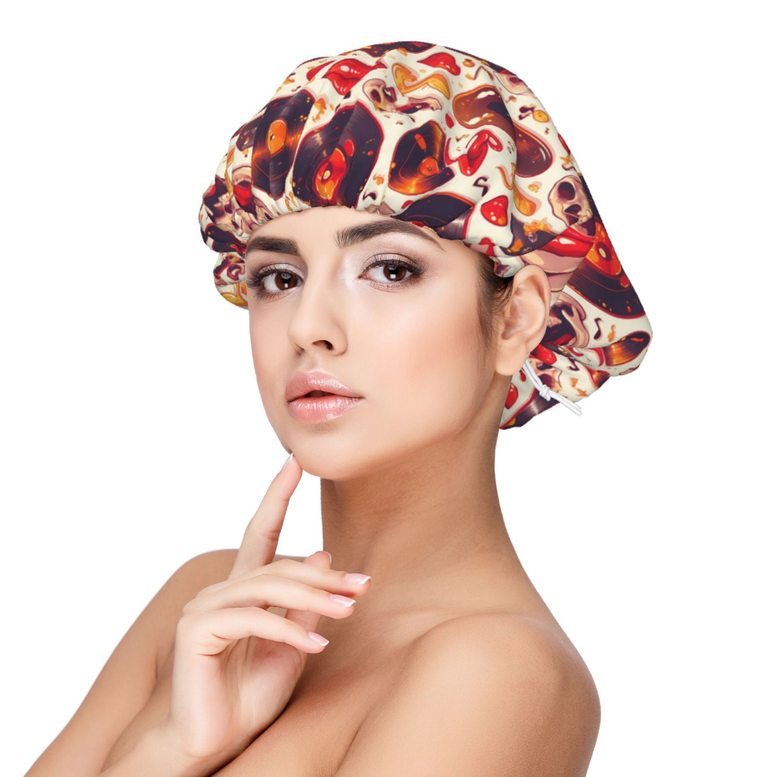 Silk Bonnet for Sleeping Women Men, Skull rock record music heart ...
