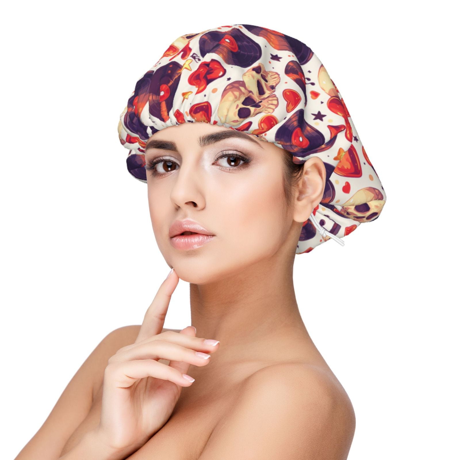 Silk Bonnet for Sleeping Women Men, rock Skull record heart Kawaii ...