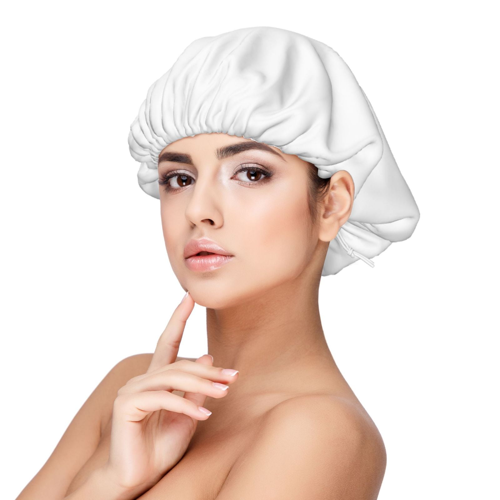 Silk Bonnet for Sleeping Women Men, white Kawaii Adjustable Elastic ...