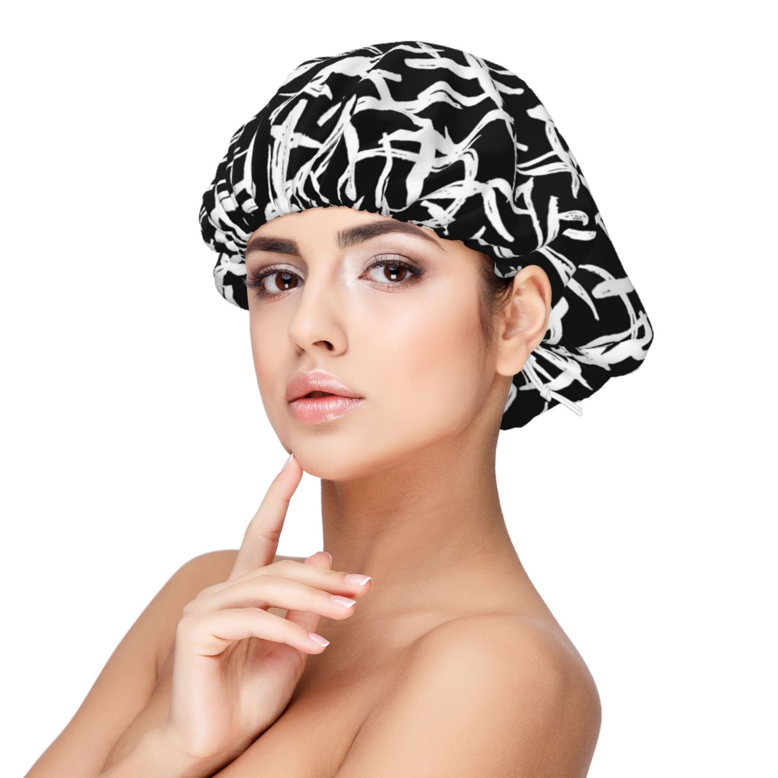 Silk Bonnet for Sleeping Women Men, white black lines pattern Kawaii ...