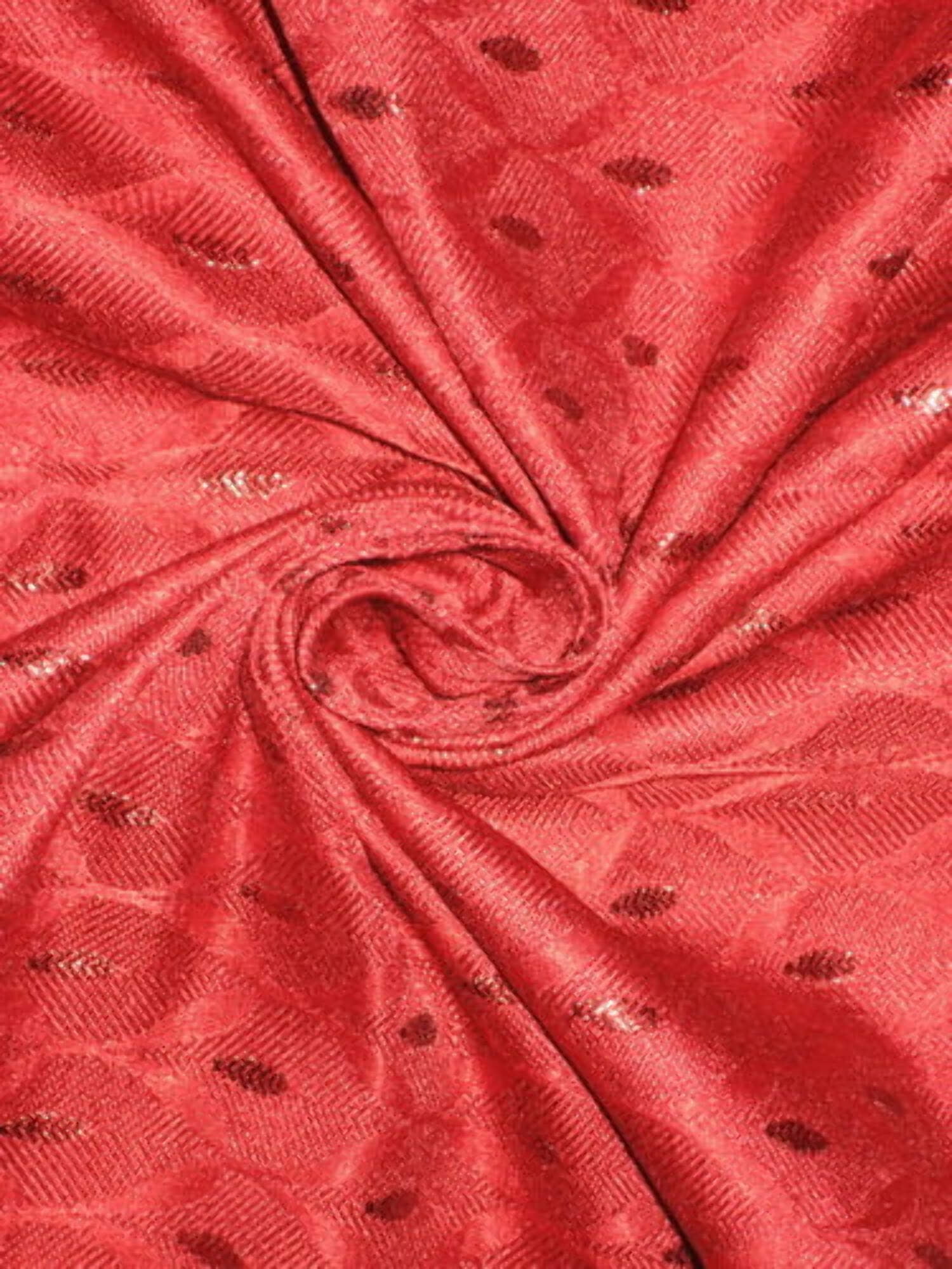 Silk Brocade Fabric bright Red amp; Metallic 44" wide BRO104[5 ...