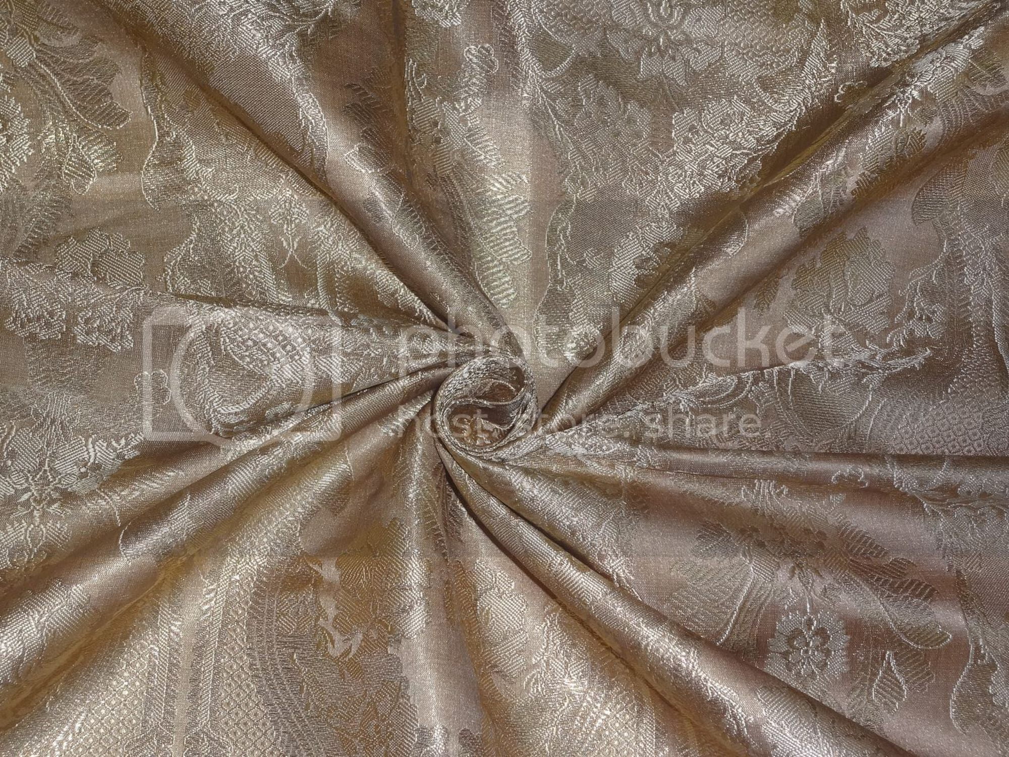 Silk Brocade fabric Gold Color Metallic Gold 44" wide by the yard ...