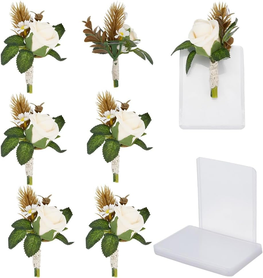 Silk Cloth Artificial Flower Boutonniere with Plastic & Iron Brooch ...