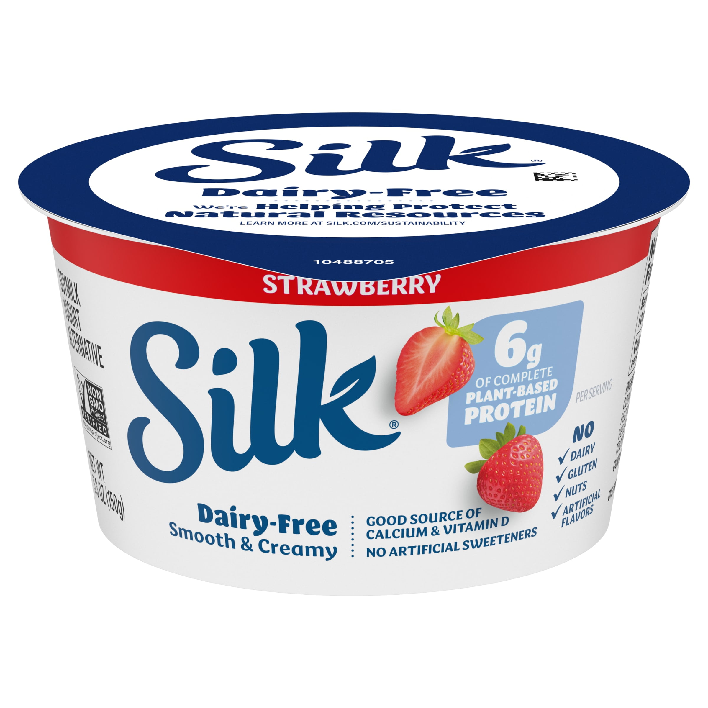 Silk Dairy Free, Strawberry Plant Based, Soy Milk Yogurt Alternative ...