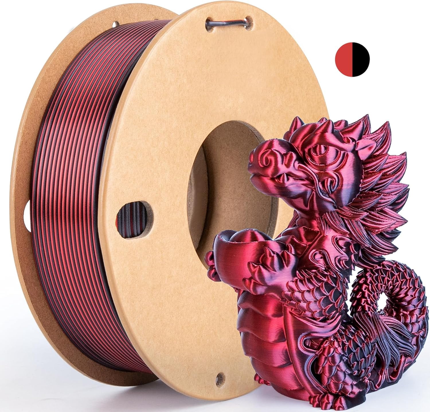 Silk Dual Color PLA+ 3D Printer Filament 1.75mm, 2-in-1 Black & Purple ...