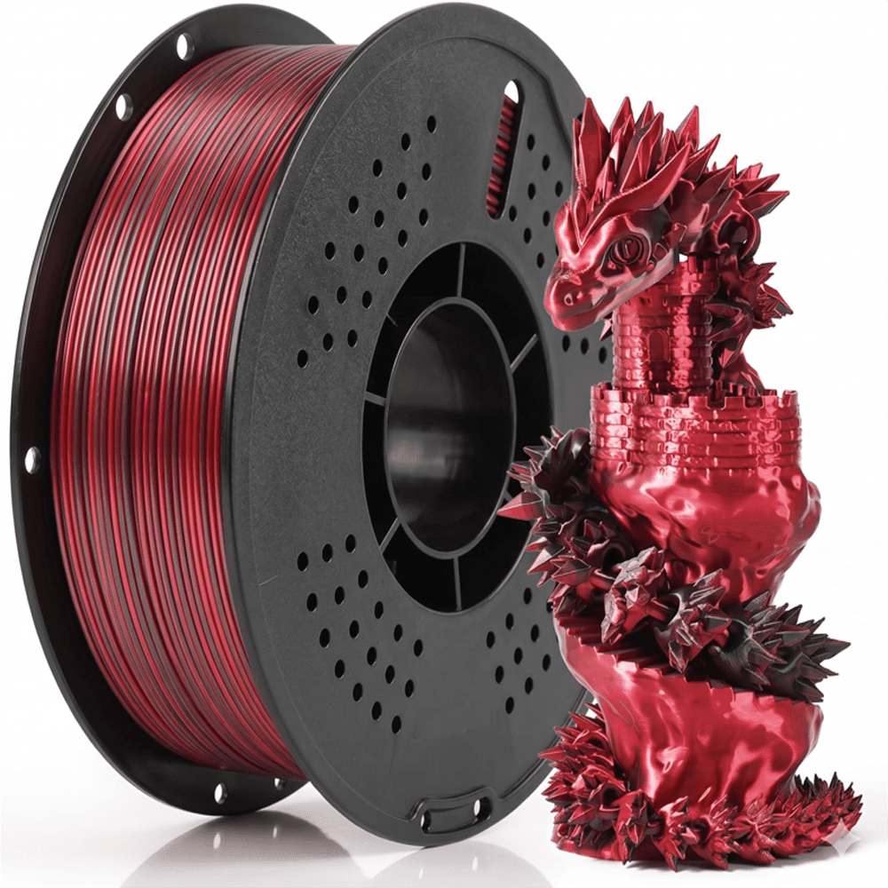 Silk Dual Color black red PLA Filament 1.75mm, Shiny 3D Printer ...