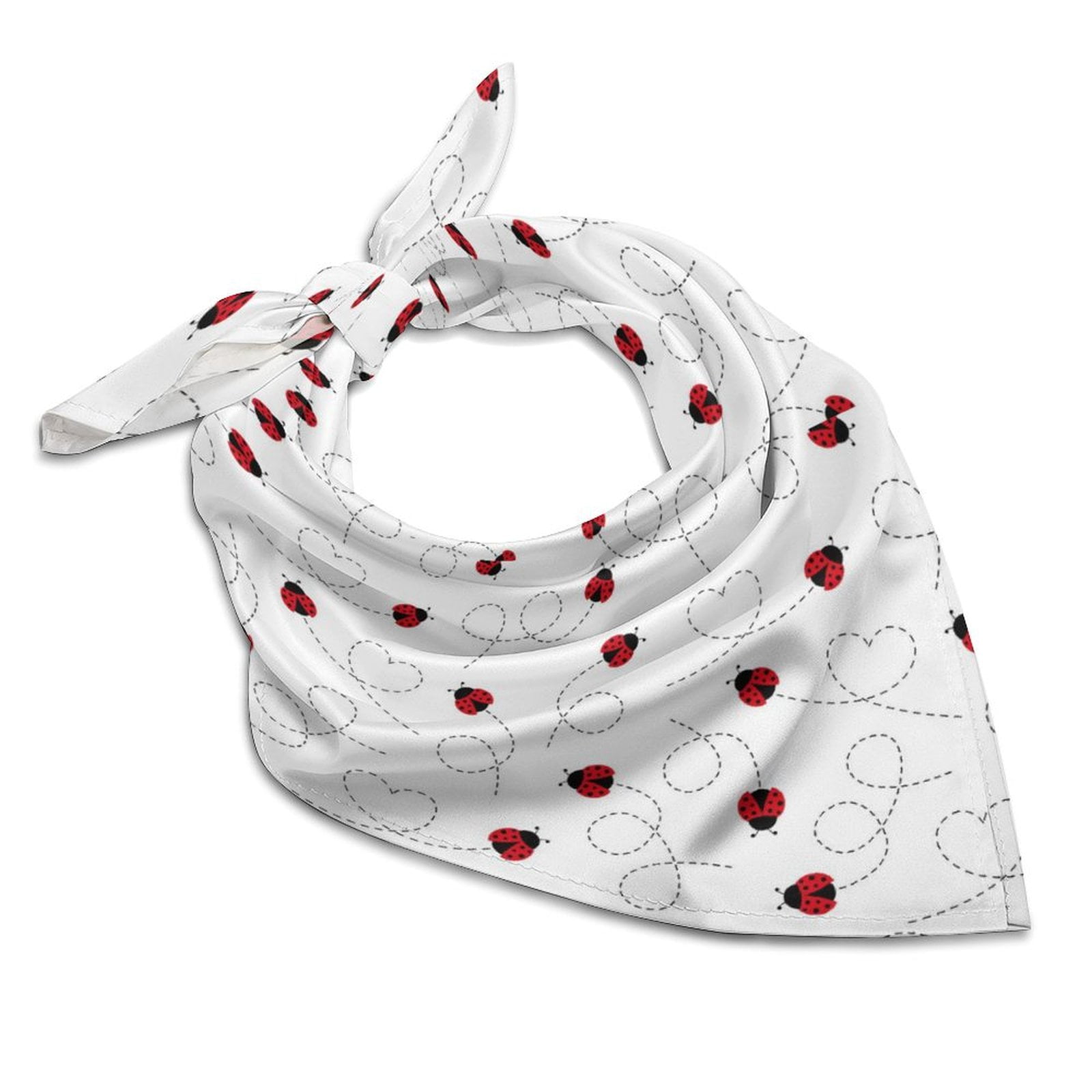 Silk Feeling Scarf for Women - Ladybugs Flying On Dotted Route ...