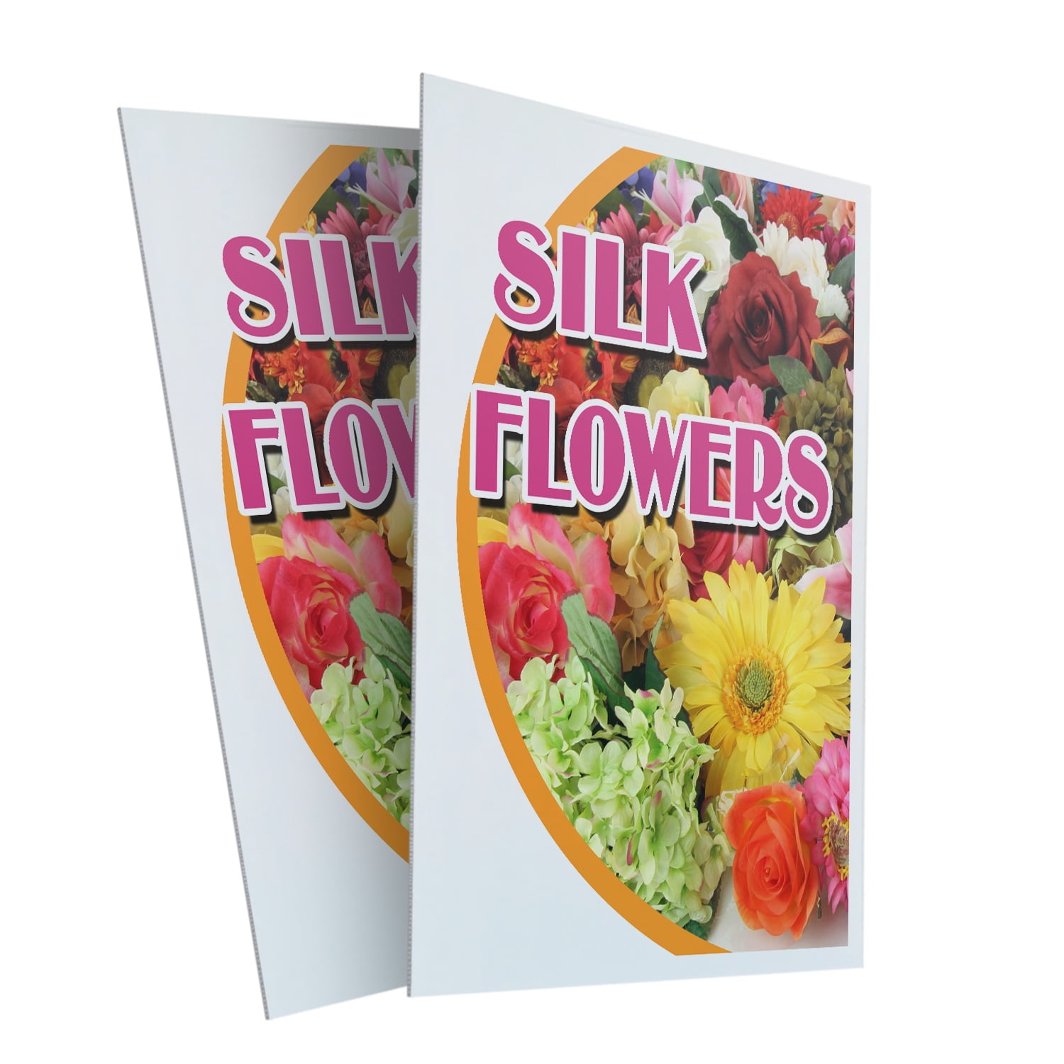 Silk Flowers (2-PACK) 24" x 36" Plastic Signs | Sign Insert 4mm ...