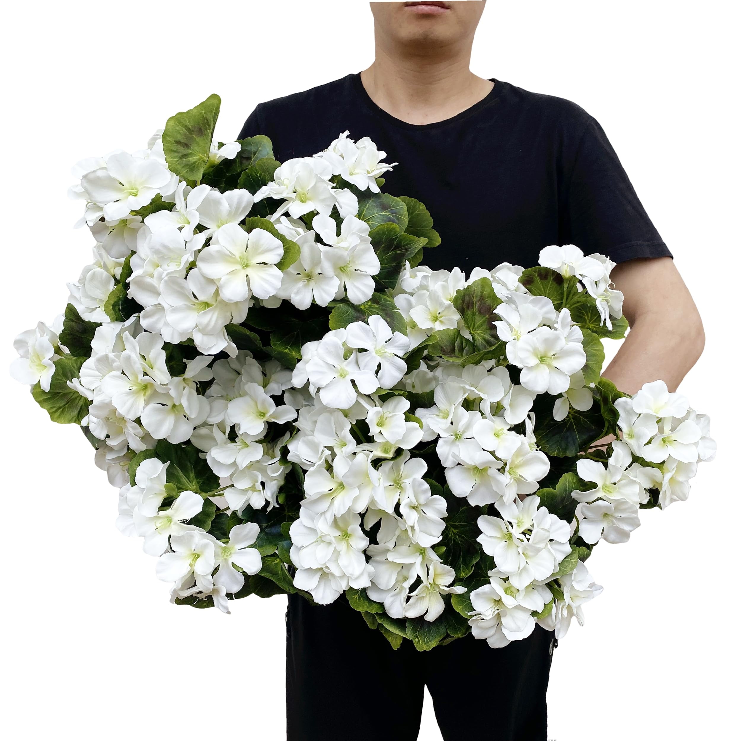 Silk Geraniums Flower Bouquet 4 Pack, Realistic Artificial Geranium ...