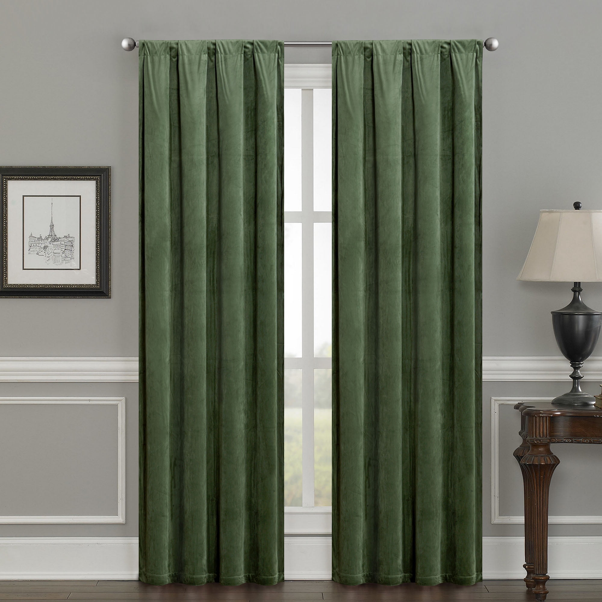 Silk Home Verdi Luxury Velvet Room Darkening Curtain Panel Pair with ...