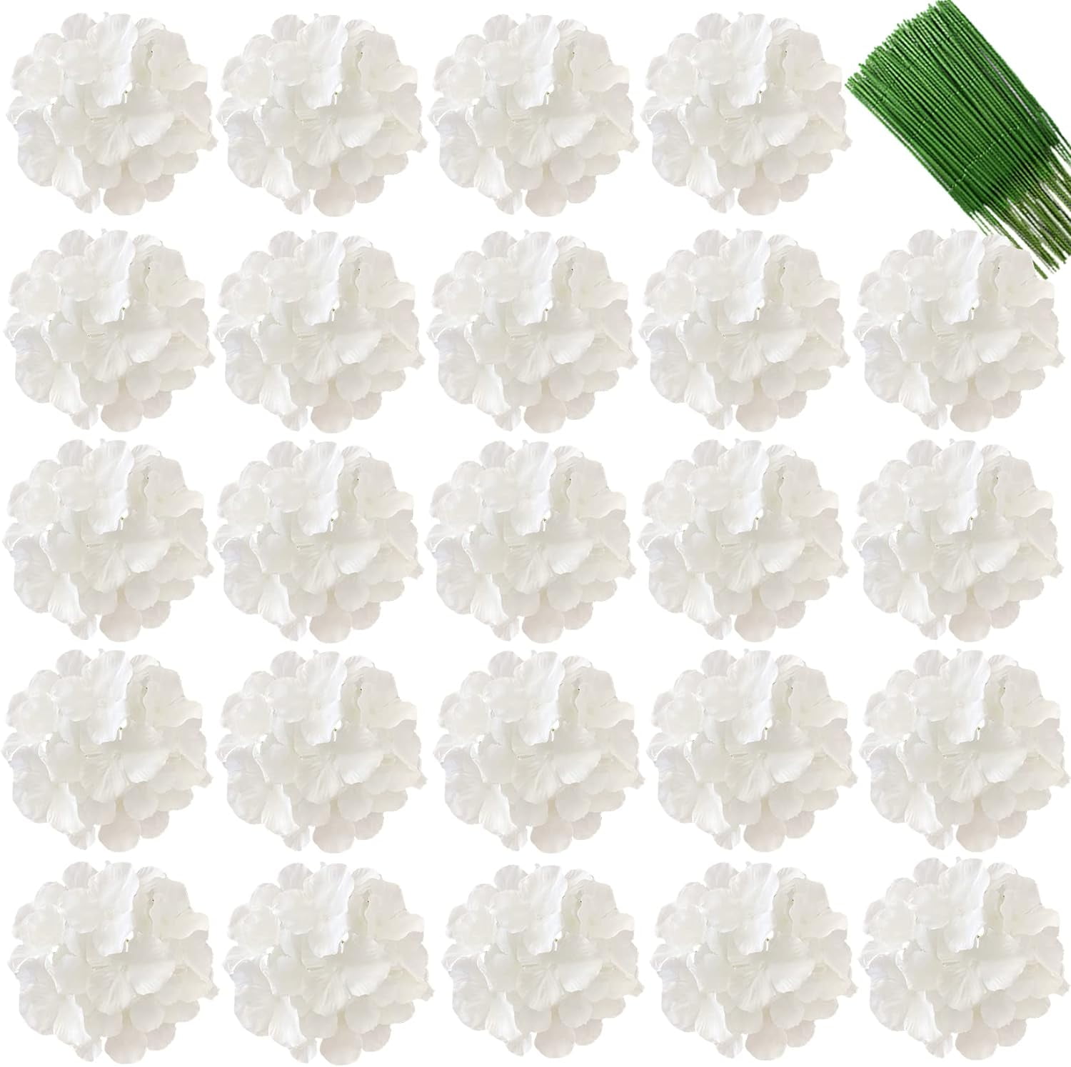 Silk Hydrangea Heads Artificial Flowers Heads and Stems Fake Hydrangea ...