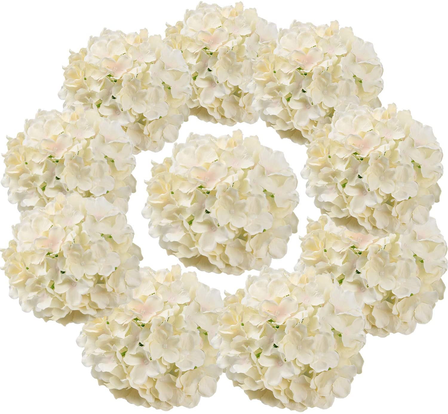 Silk Hydrangea Heads Artificial Flowers Heads with Stems for Home ...