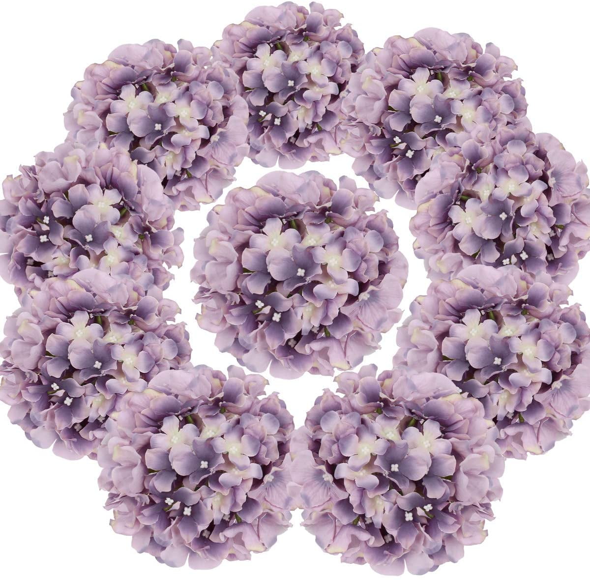 Silk Hydrangea Heads Artificial Flowers Heads with Stems for Home ...