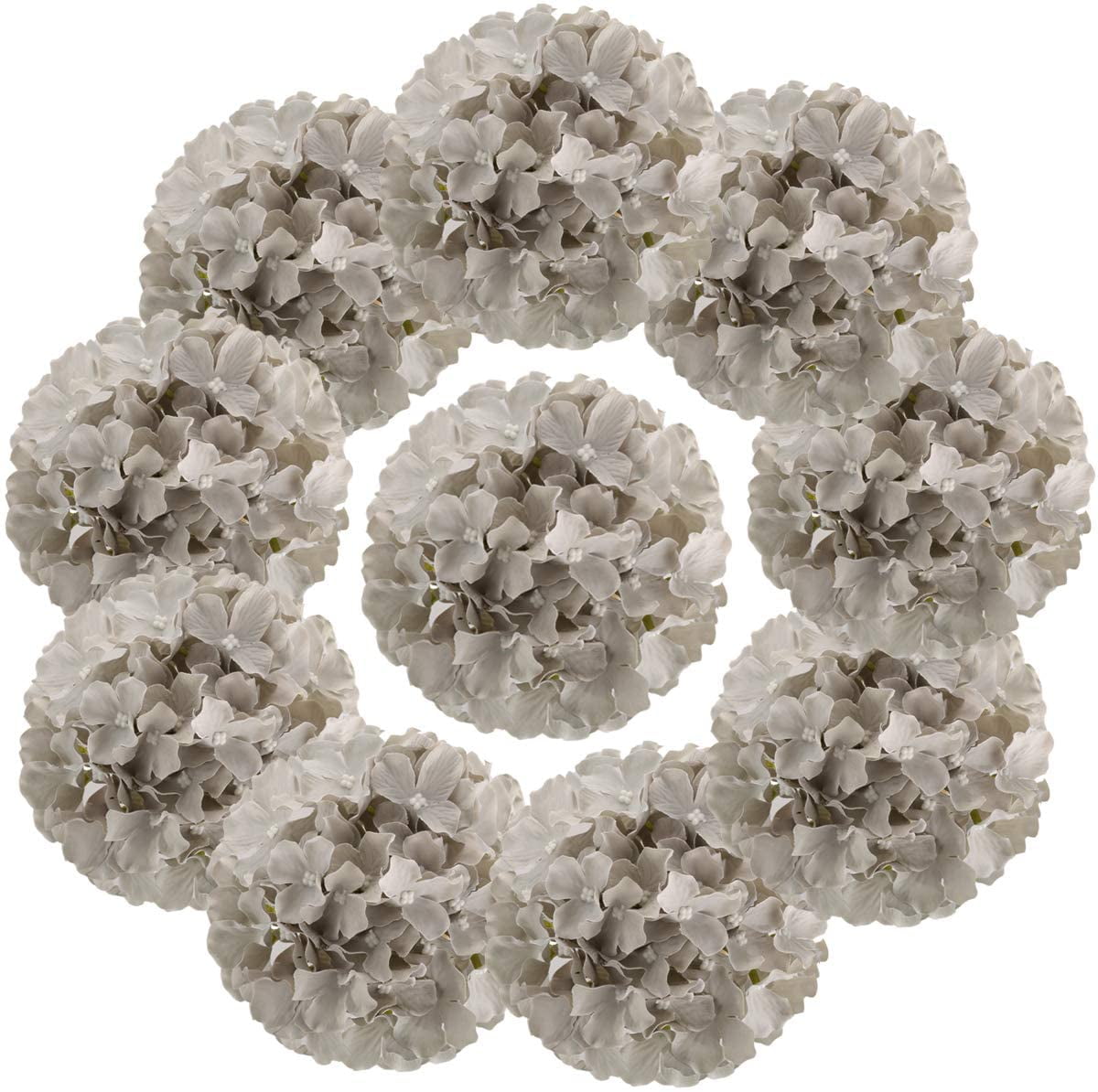 Silk Hydrangea Heads Artificial Flowers Heads with Stems for Home ...