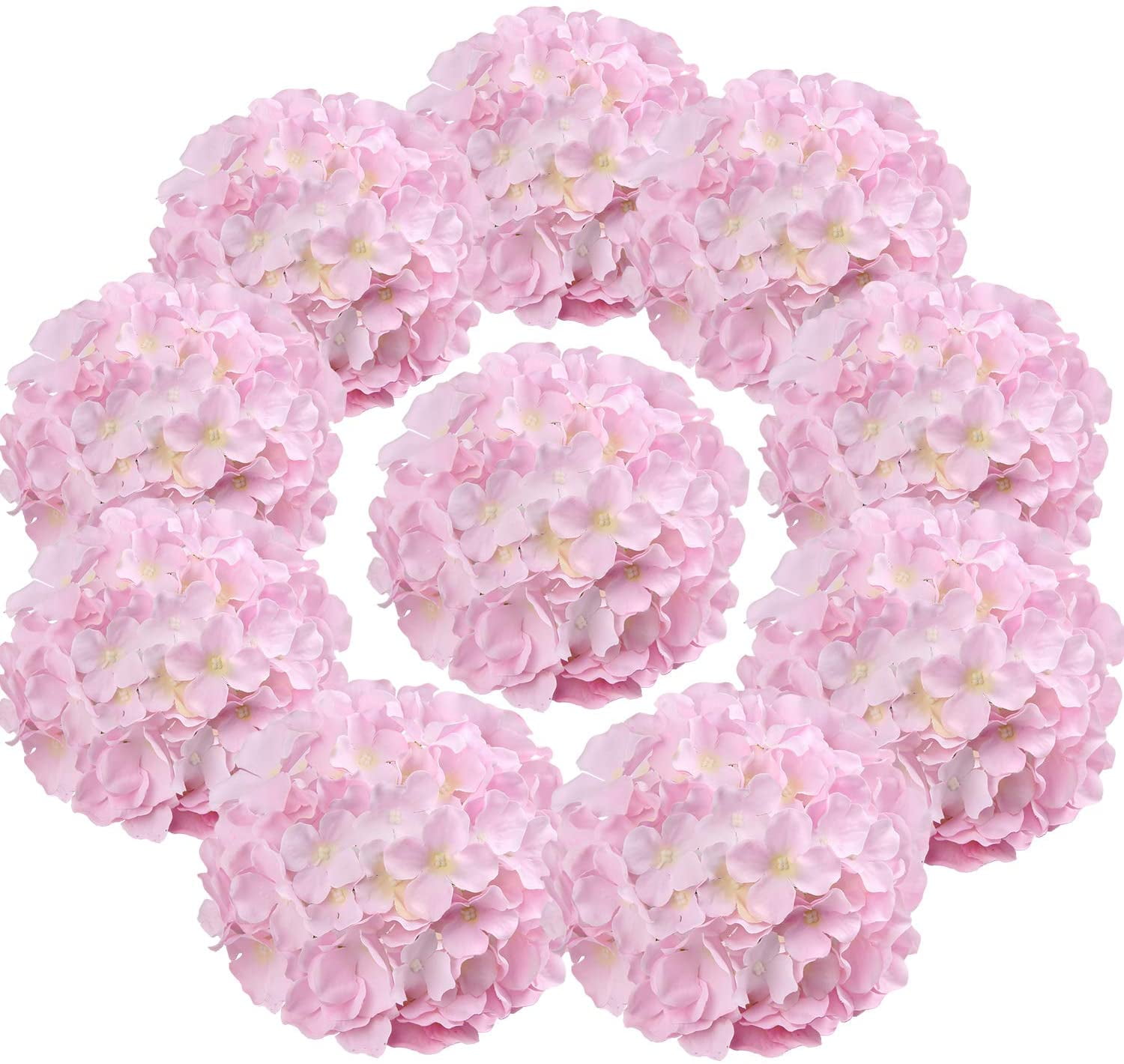 Silk Hydrangea Heads Artificial Flowers Heads with Stems for Home ...