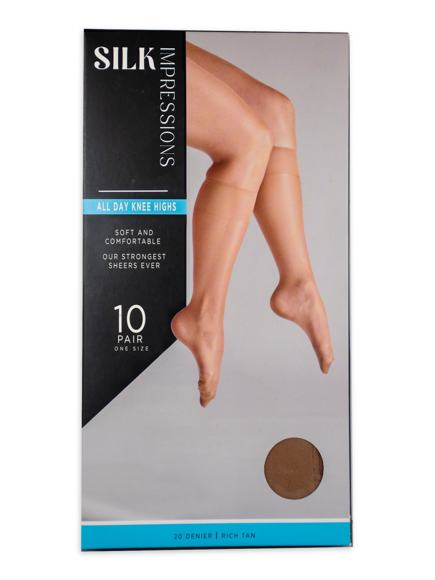 Silk Impressions Sheer Knee High Stockings for Women, 20 Denier Sheer ...