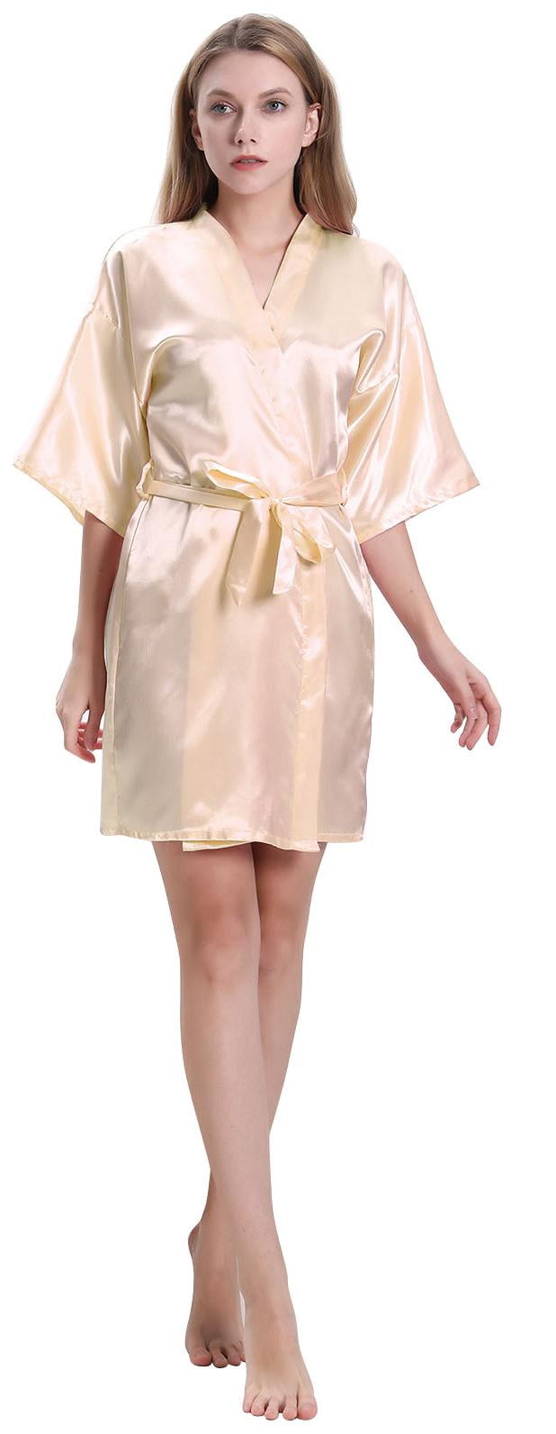 Silk Kimono Robes for Women, PUTUO Satin Robe for Women, Short Sleeve ...