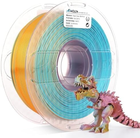 Silk PLA 3D Printer Filament, Tri Color Coral Gold Turquoise PLA 1.75mm ...
