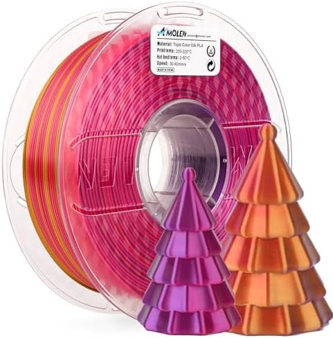 Silk PLA 3D Printer Filament, Tri Color Red Gold Purple PLA 1.75mm ...